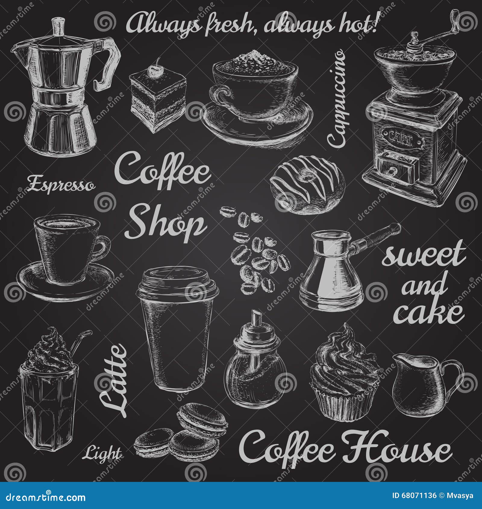 Hand Drawn Set Coffee Vector Illustration Stock Vector - Illustration ...