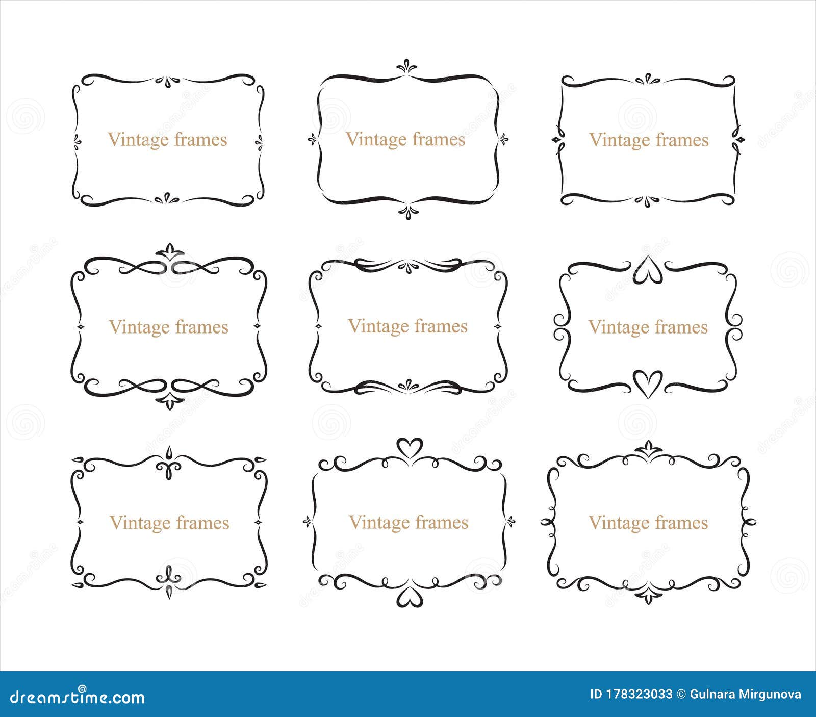 Hand Drawn Set of Decorative Frames, Borders, Calligraphic Design ...