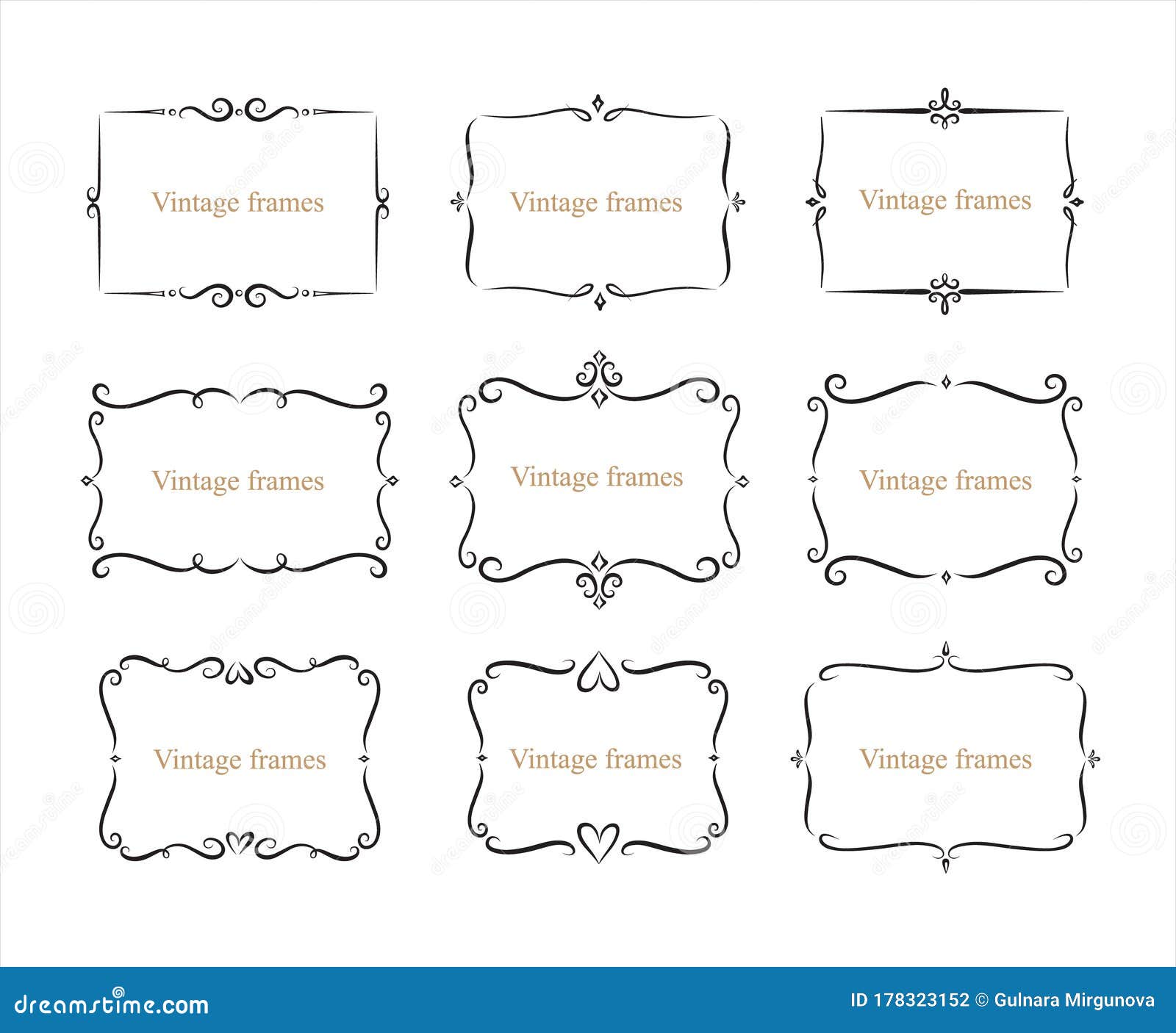 Hand Drawn Set of Decorative Frames, Borders, Calligraphic Design ...