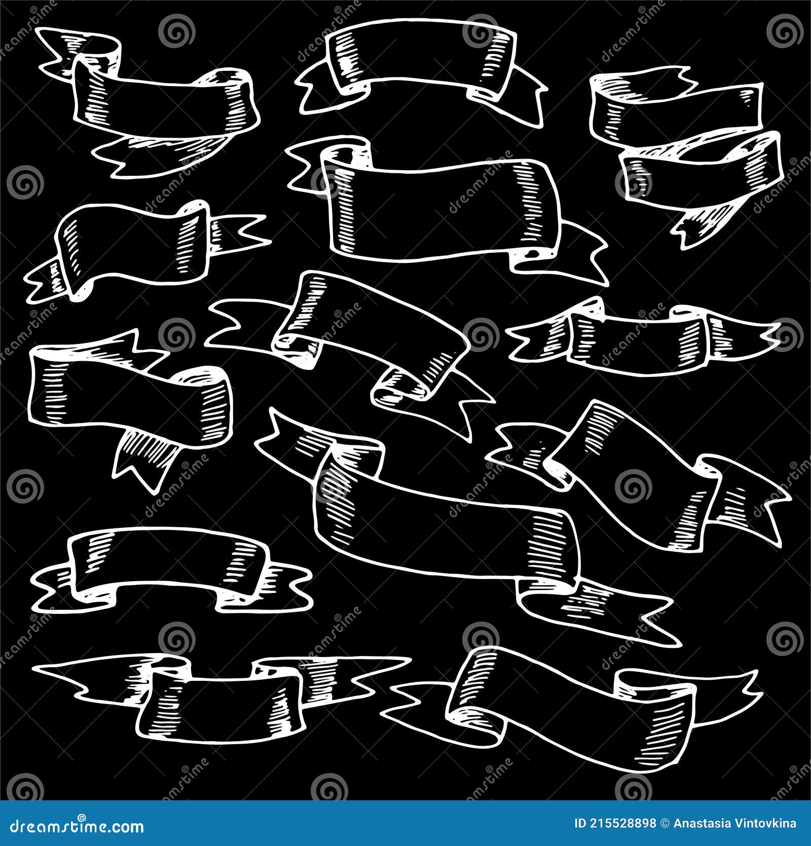 A Hand-drawn Set of Different Ribbons with a Doodle-style Volume ...