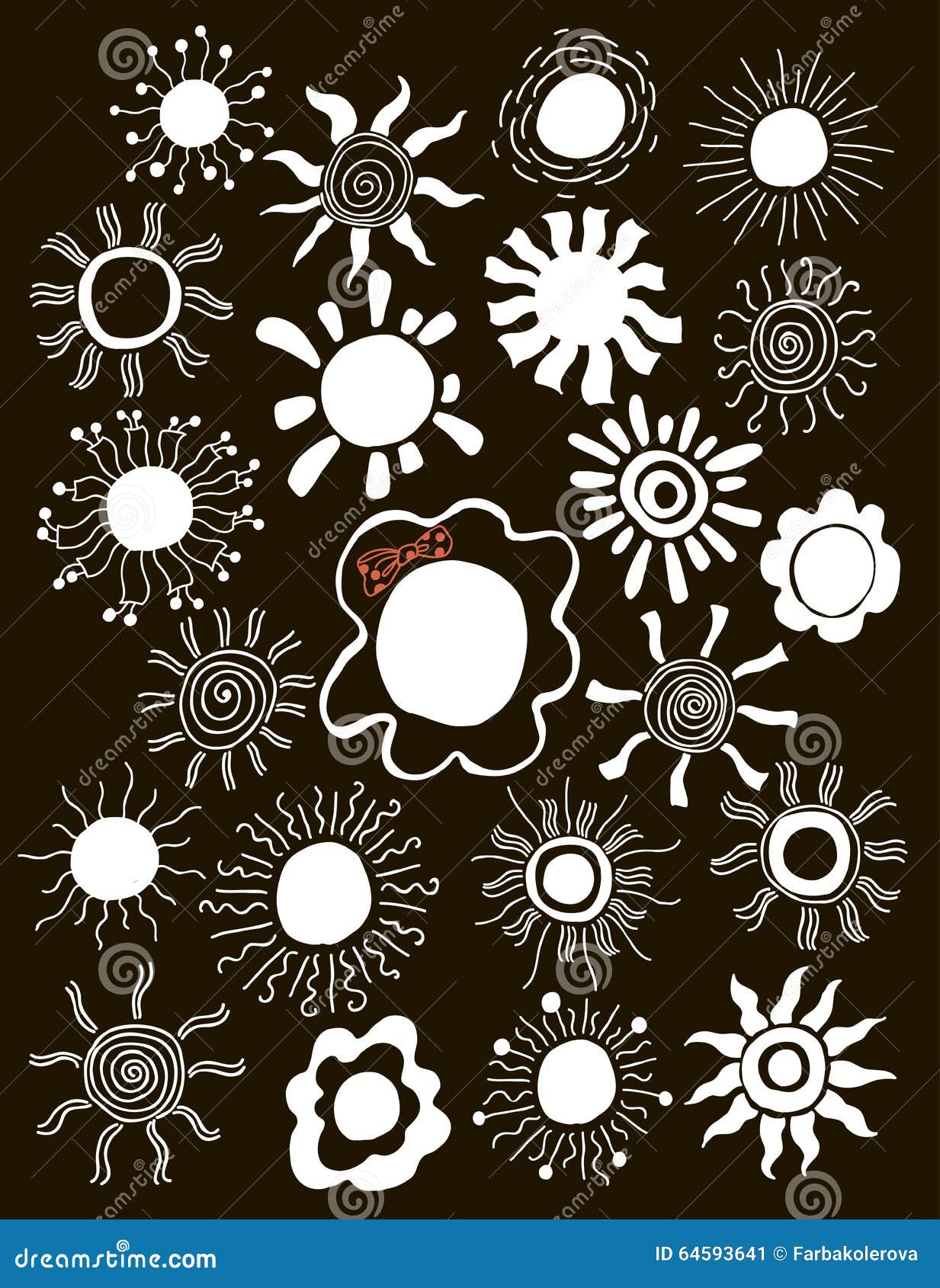 Hand Drawn Set of Different Suns Isolated. Vector Stock Vector ...