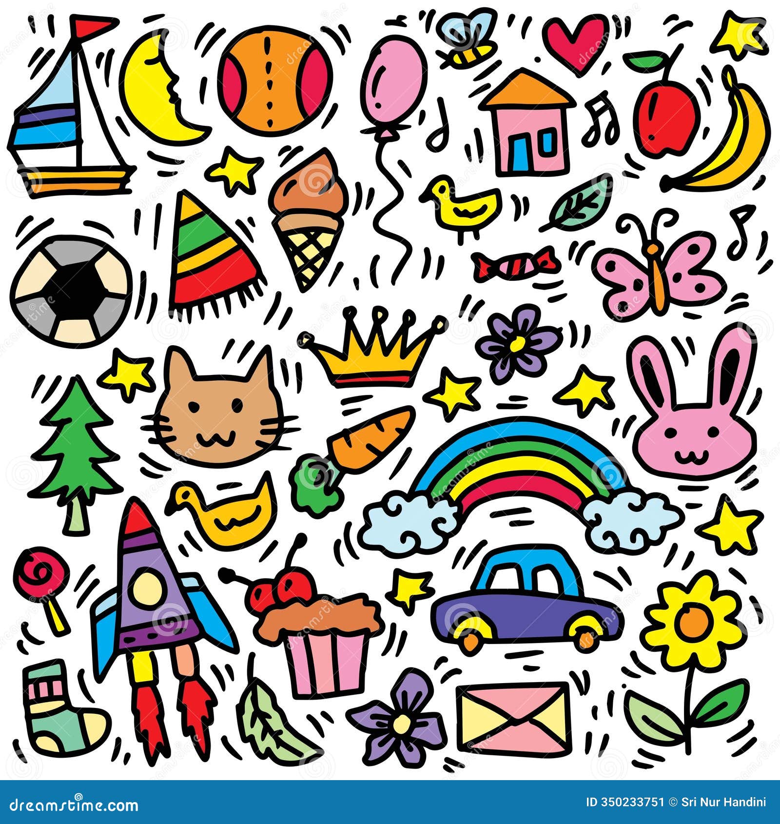 Hand Drawn Set of Doodle Elements. Vector Illustration Stock ...