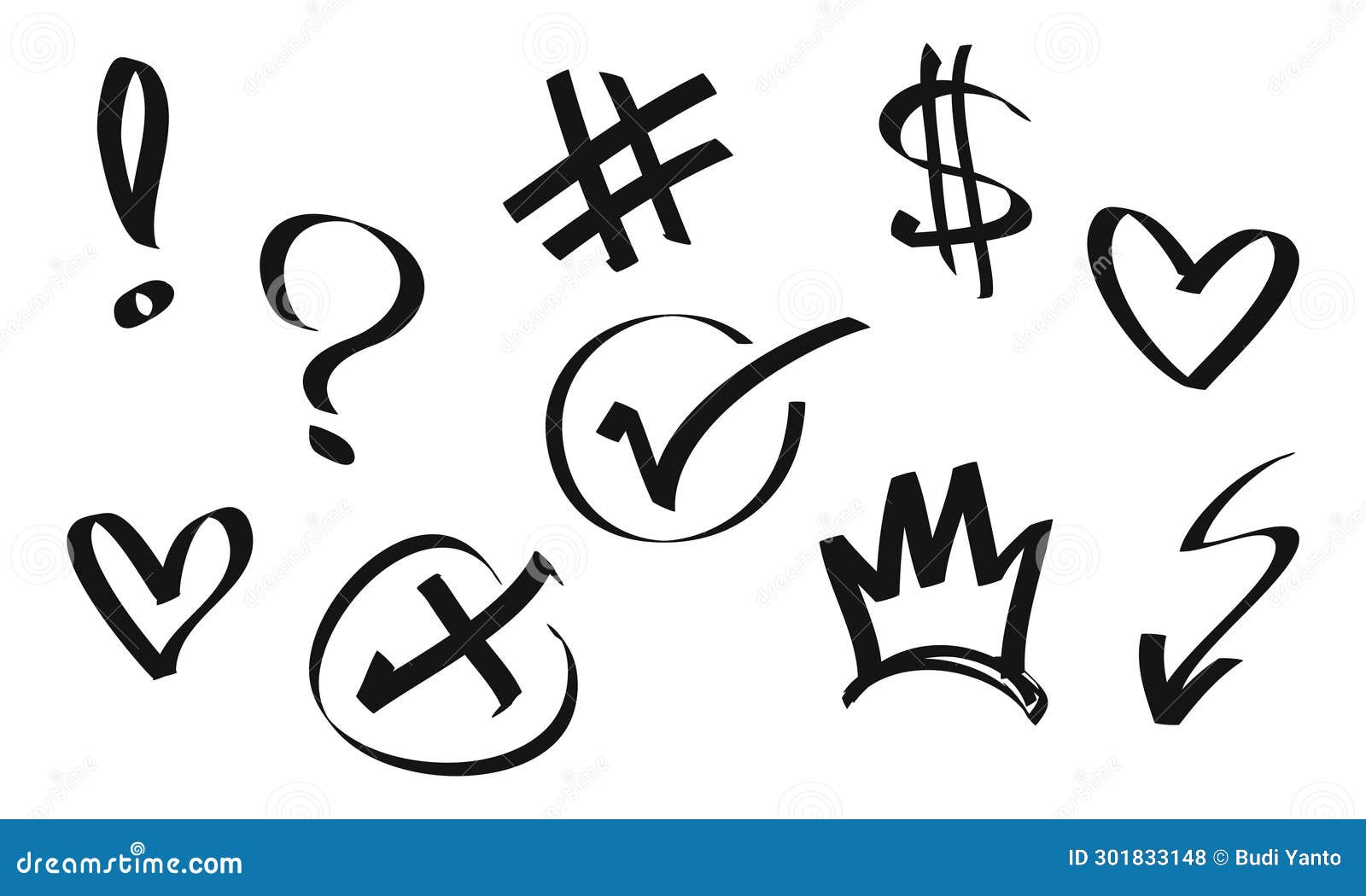 Doodle Emphasis Elements, Black On White Background. Vector Symbols And ...