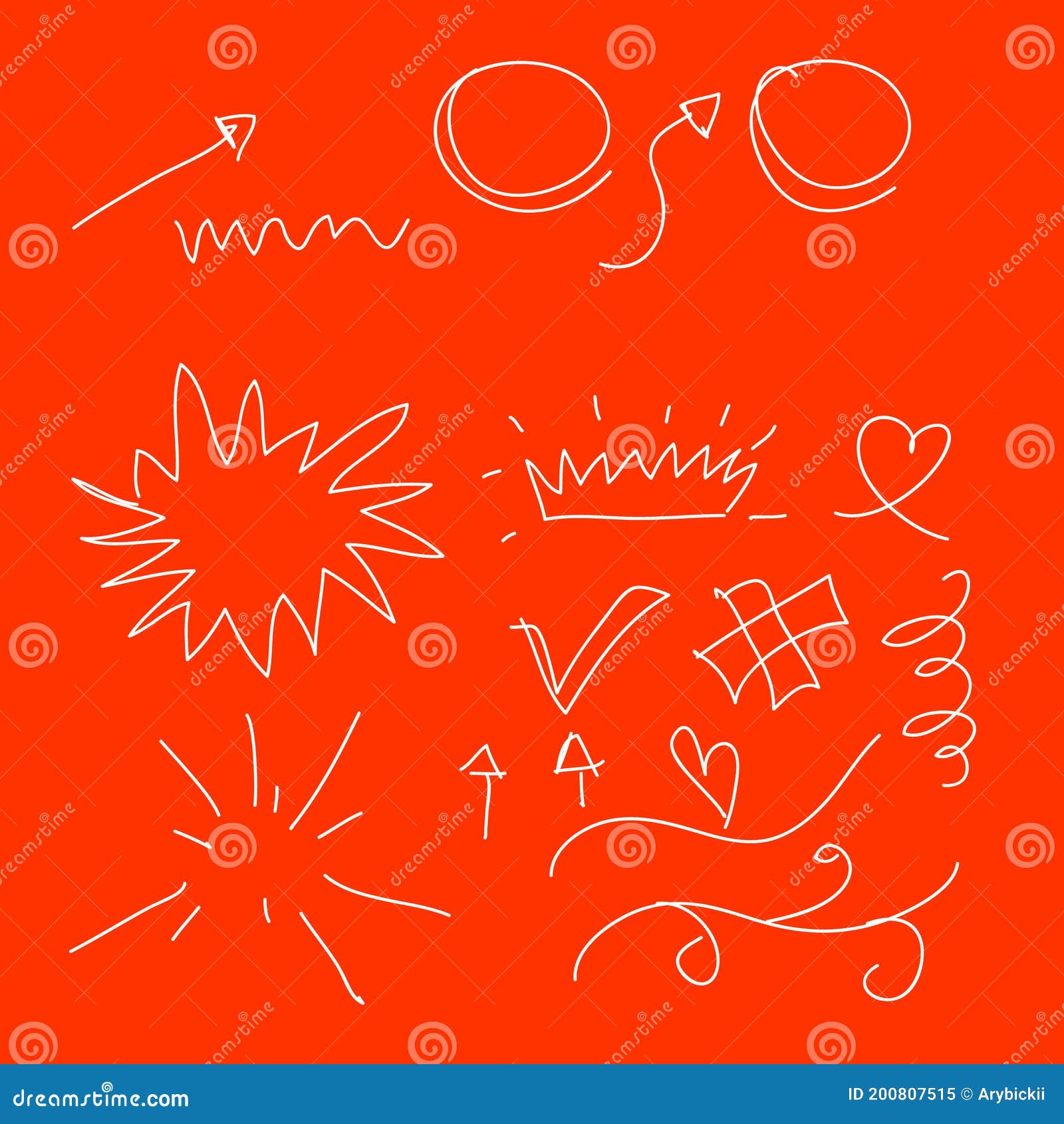 Hand Drawn Set Elements Cartoon. Vector Stock Vector - Illustration of ...