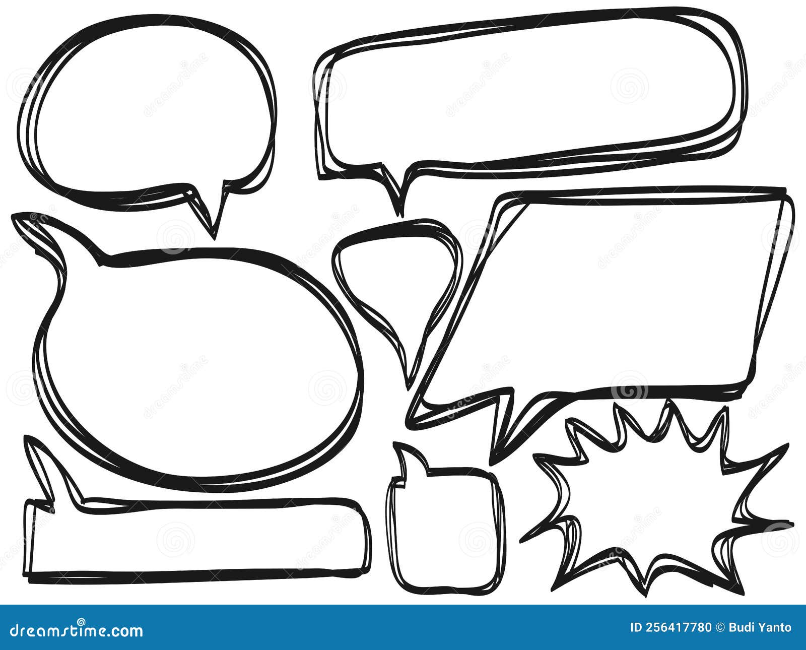 Hand Drawn Set of Empty Comic Speech Bubbles Stock Vector ...