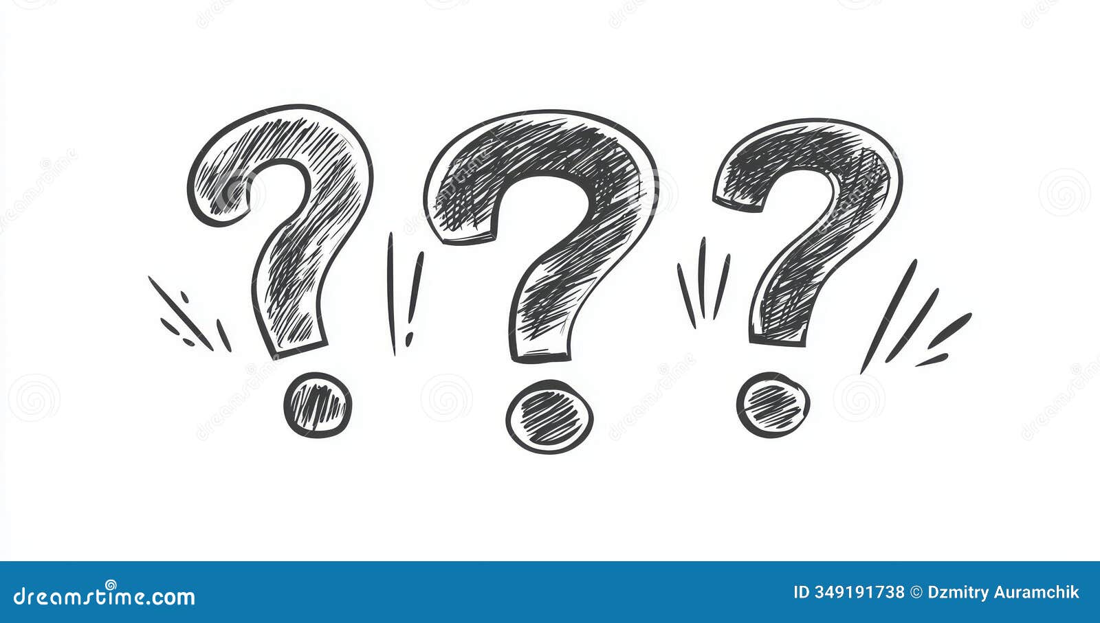 A Hand-drawn Set of Exclamation and Question Marks in a Sketchy Doodle ...