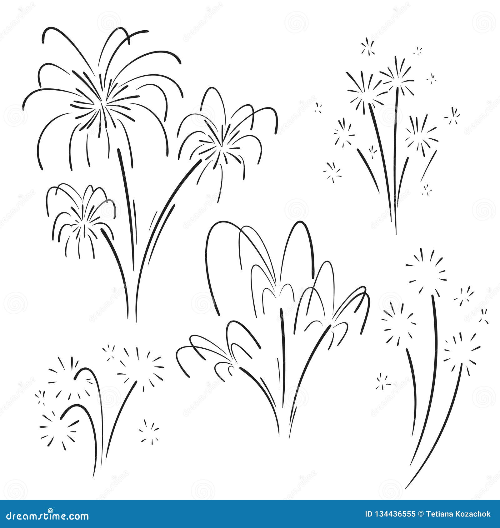 Hand Drawn Set Of Fireworks. Stock Vector - Illustration of festive ... Hand Drawn Set Of Fireworks. Stock Vector - Illustration of festive ...
