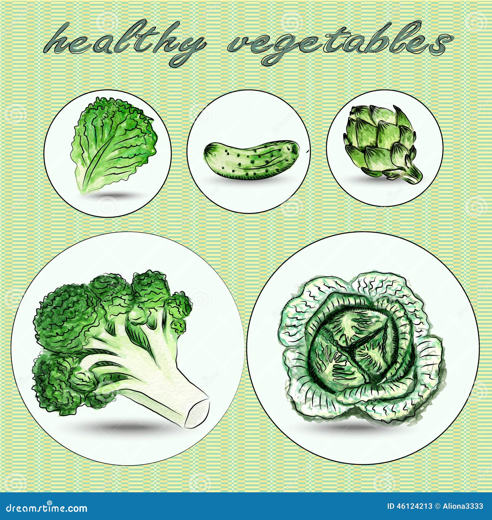 Hand Drawn Set of Green Vegetables Stock Vector - Illustration of fresh ...