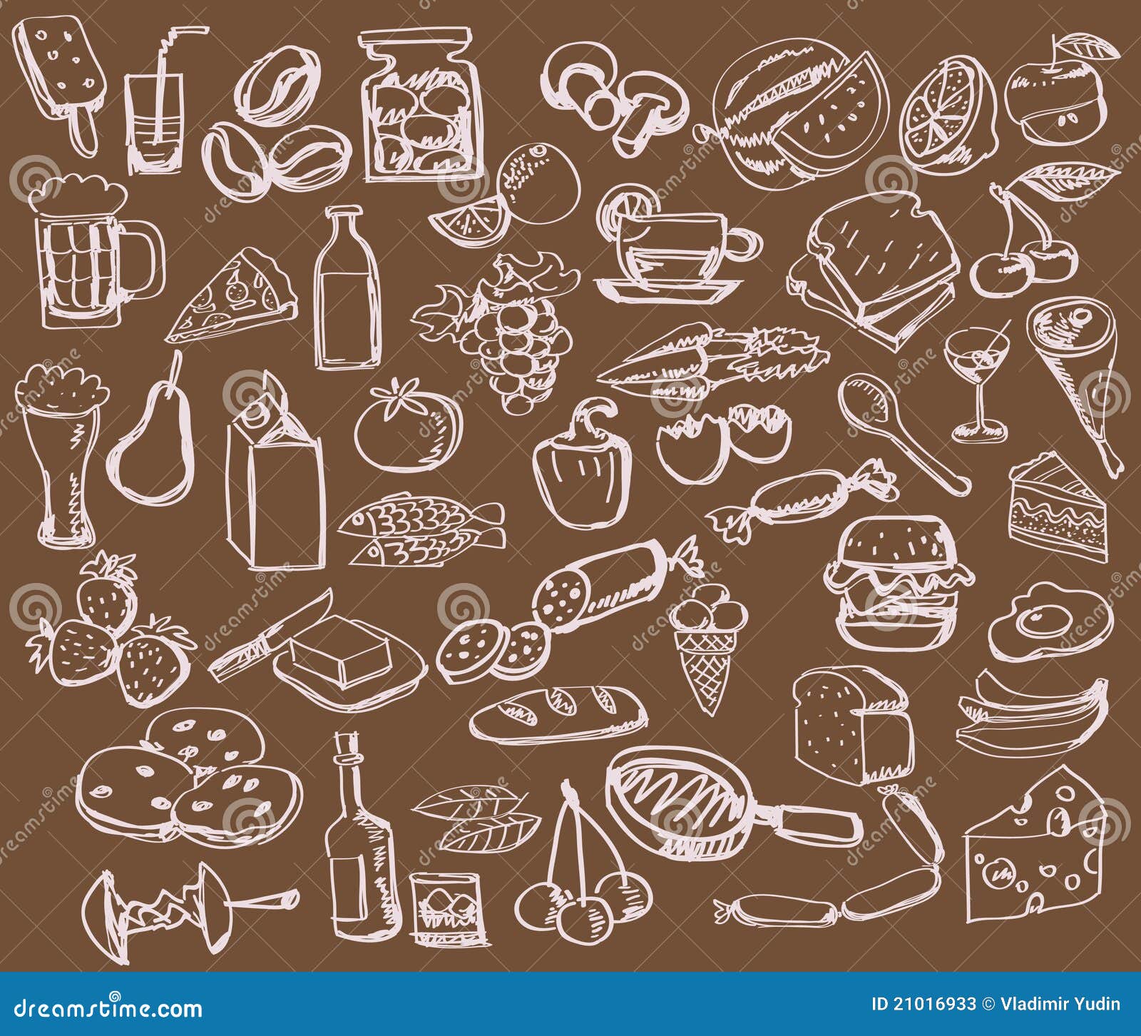 Hand Drawn Set : Kitchen - Food Stock Vector - Illustration of pear ...