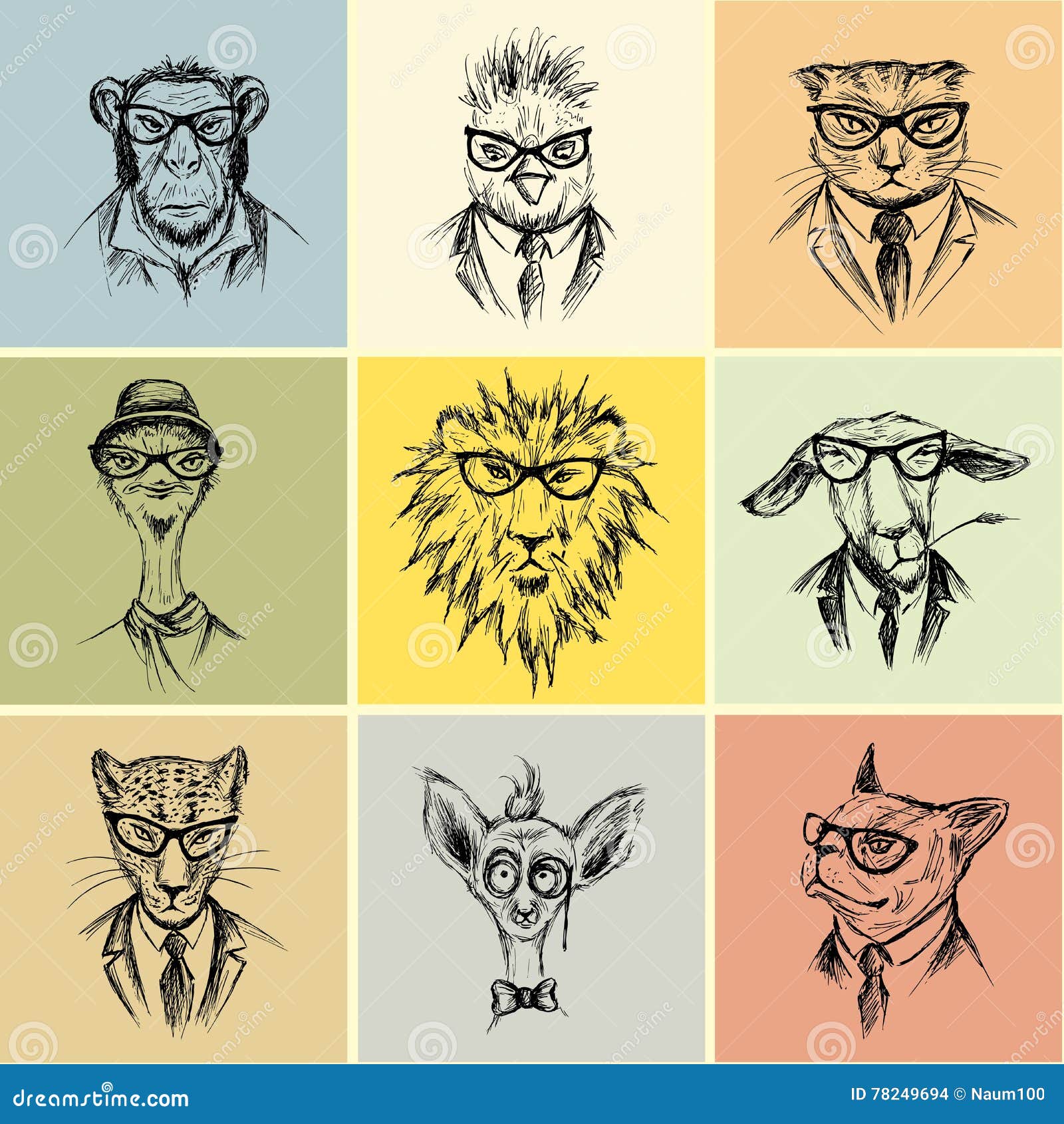 Nine Animal Logo Cartoon Vector | CartoonDealer.com #28581461