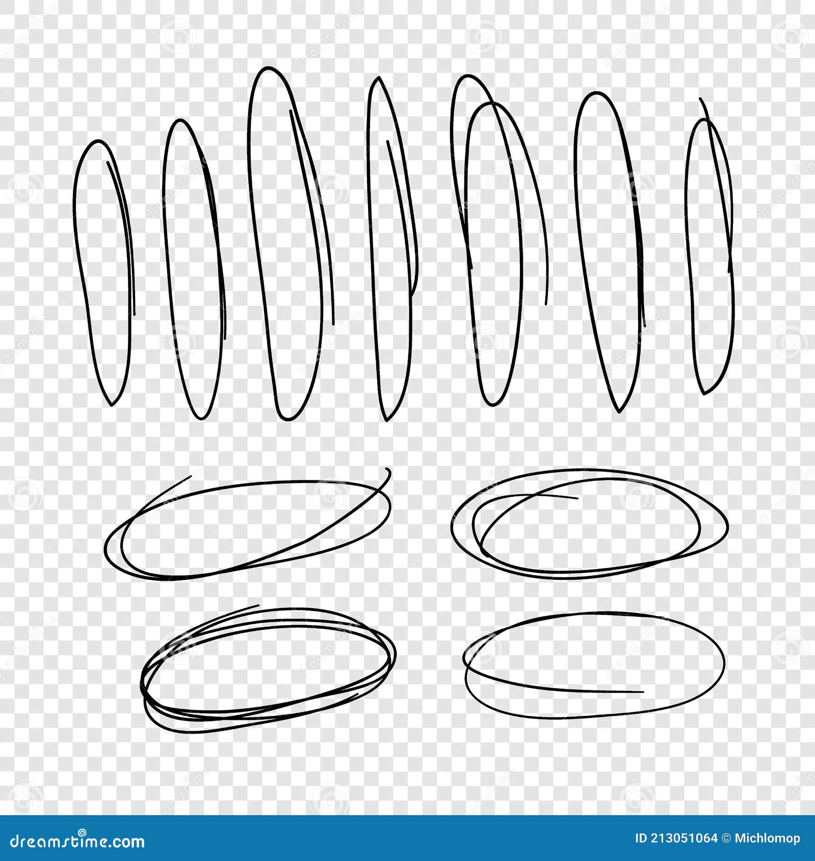 Hand Drawn Set of Objects for Design Use. Black Vector Doodle Ellipses ...
