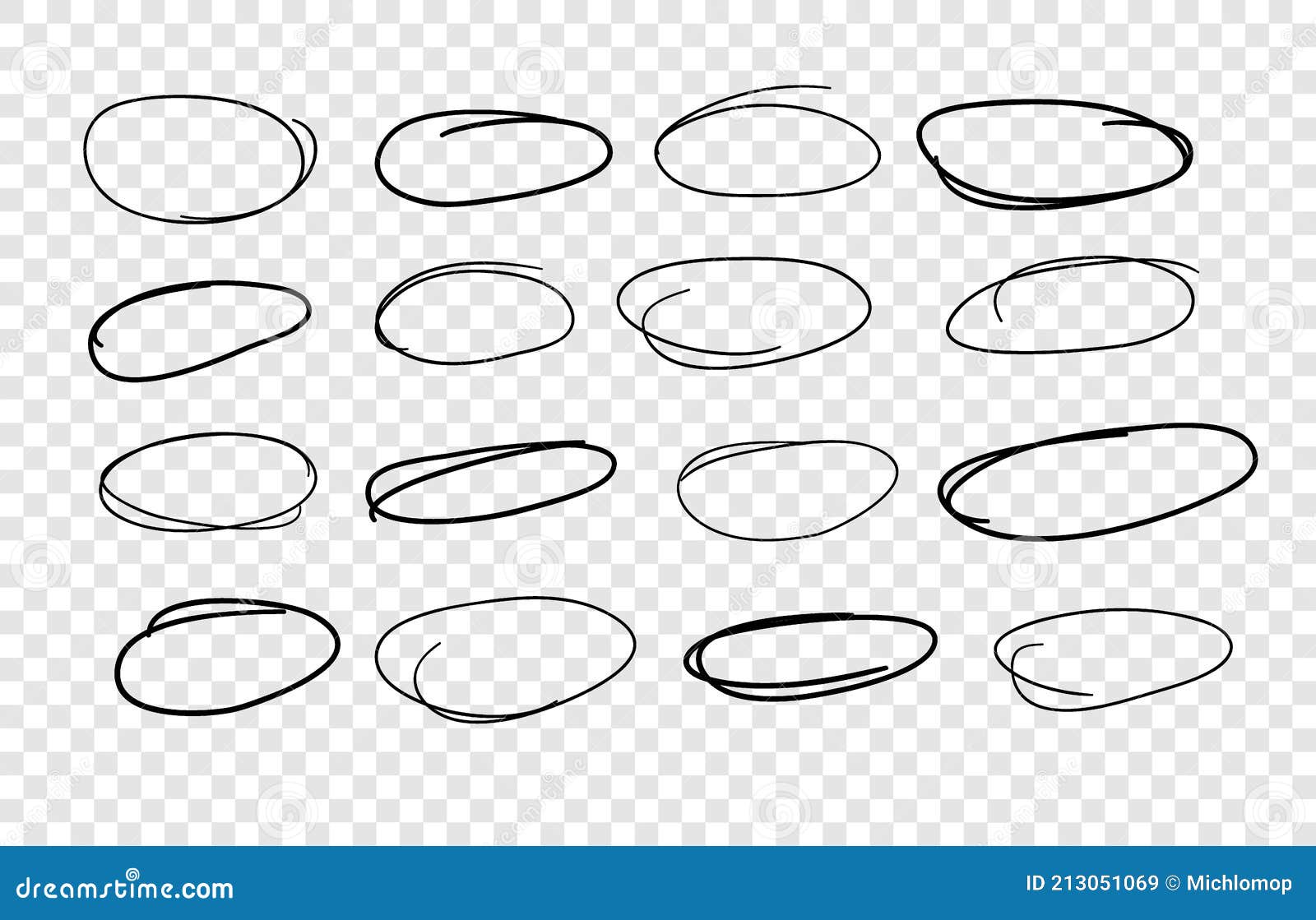 Hand Drawn Set of Objects for Design Use. Black Vector Doodle Ellipses ...