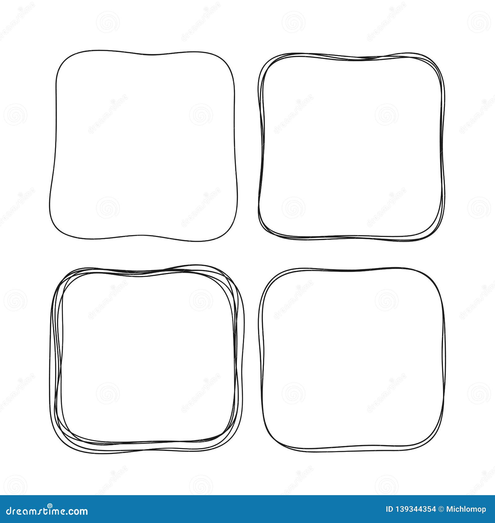 Hand Drawn Set of Objects for Design Use. Black Vector Doodle Squares ...