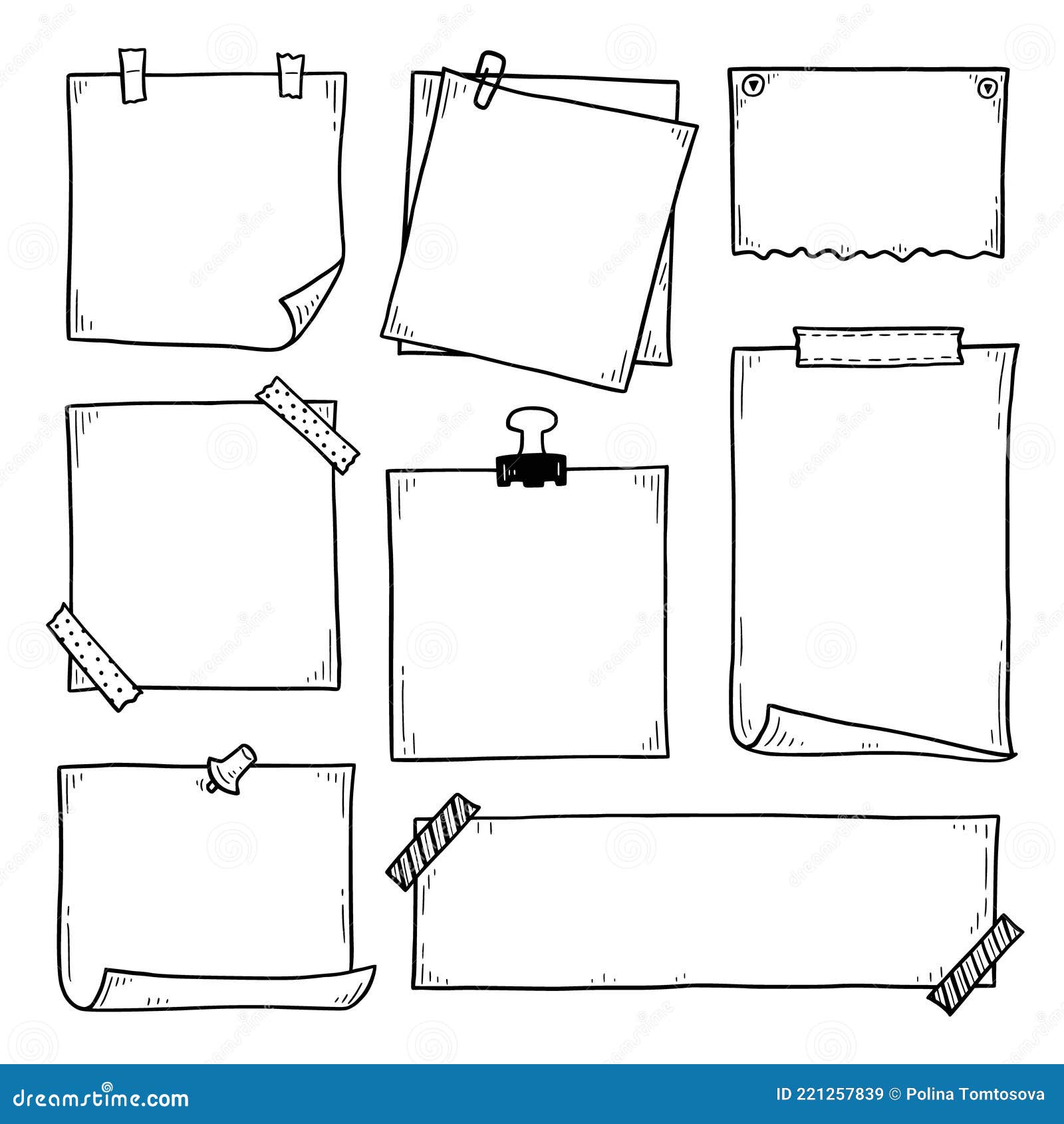 Hand Drawn Set of Paper Memo Sticky. Doodle Stock Vector - Illustration ... Hand Drawn Set of Paper Memo Sticky. Doodle Stock Vector - Illustration ...