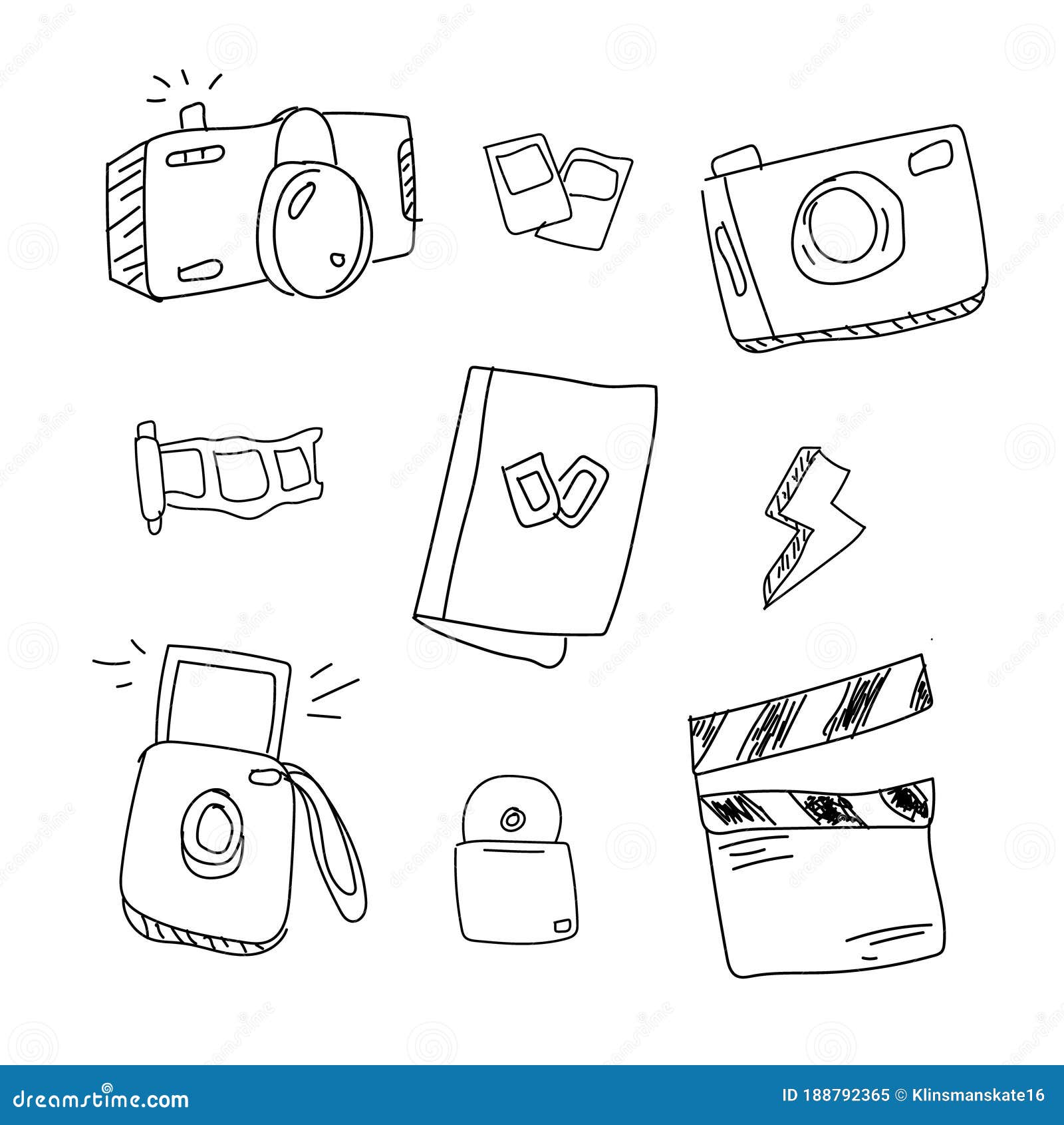 Hand Drawn Set of Photo Sticker Line Art Doodle Design Stock ...