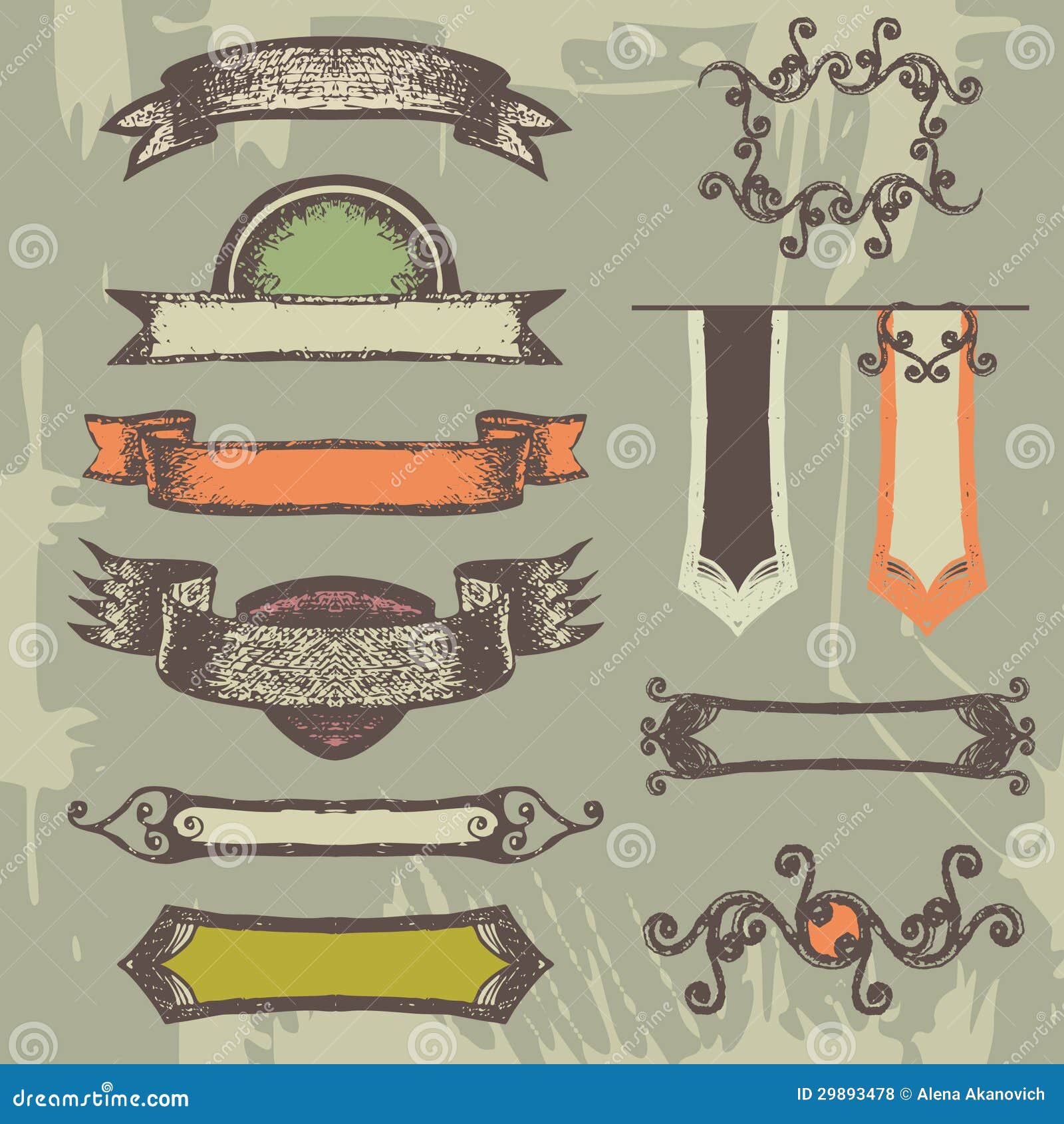 Set of Vintage Ribbons and Labels. Stock Vector - Illustration of ...