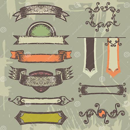 Set of Vintage Ribbons and Labels. Stock Vector - Illustration of ...