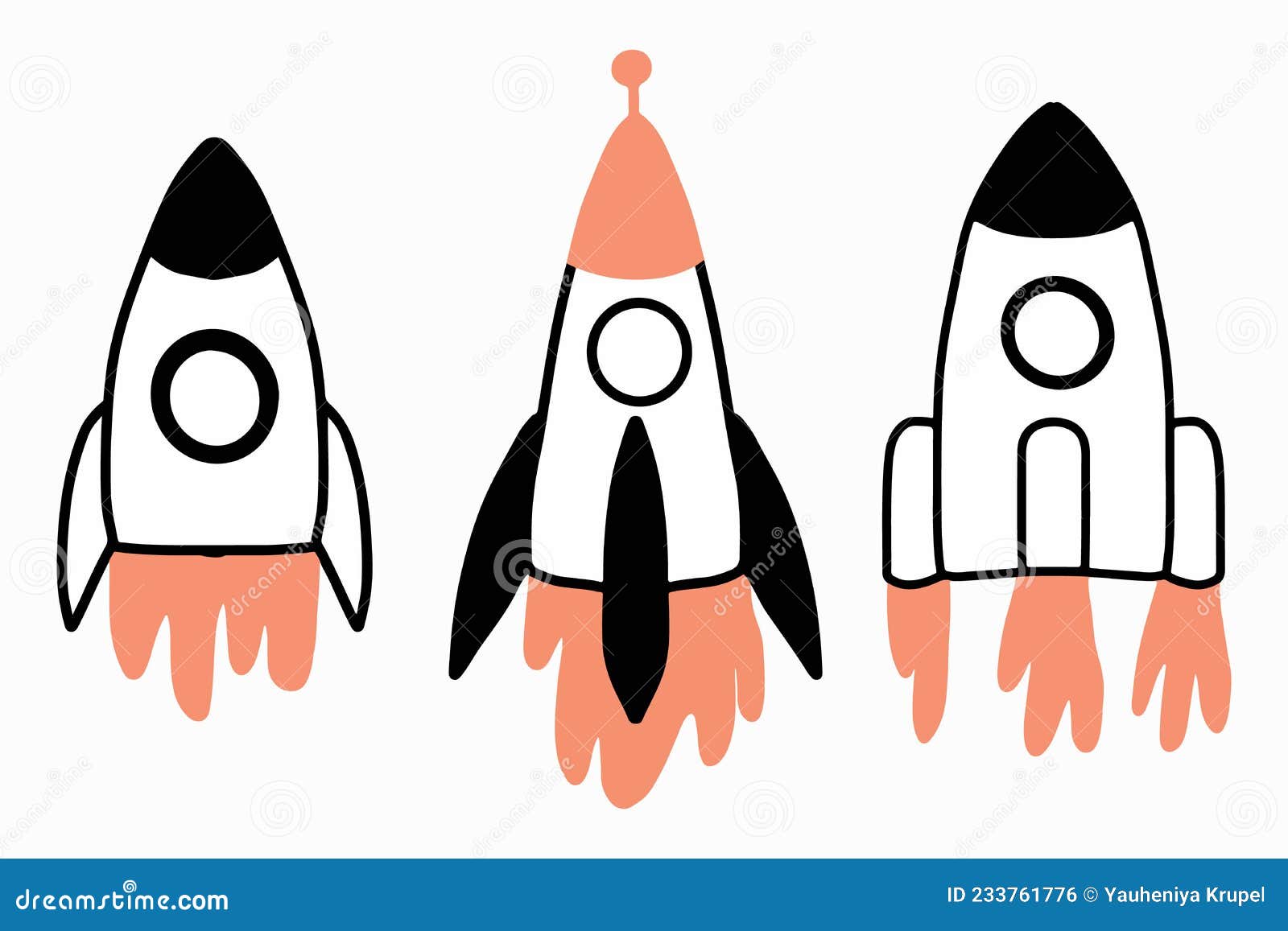 Hand-drawn Set of Rockets. Set of Children S Rockets Stock Vector ...