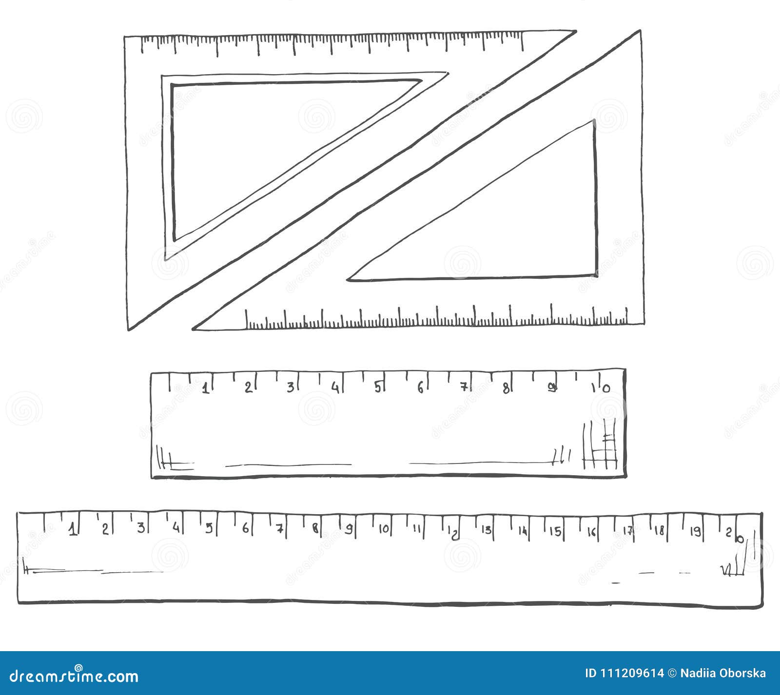 Hand Drawn a Set of Rulers and Triangles. Vector Illustration of a ... Hand Drawn a Set of Rulers and Triangles. Vector Illustration of a ...