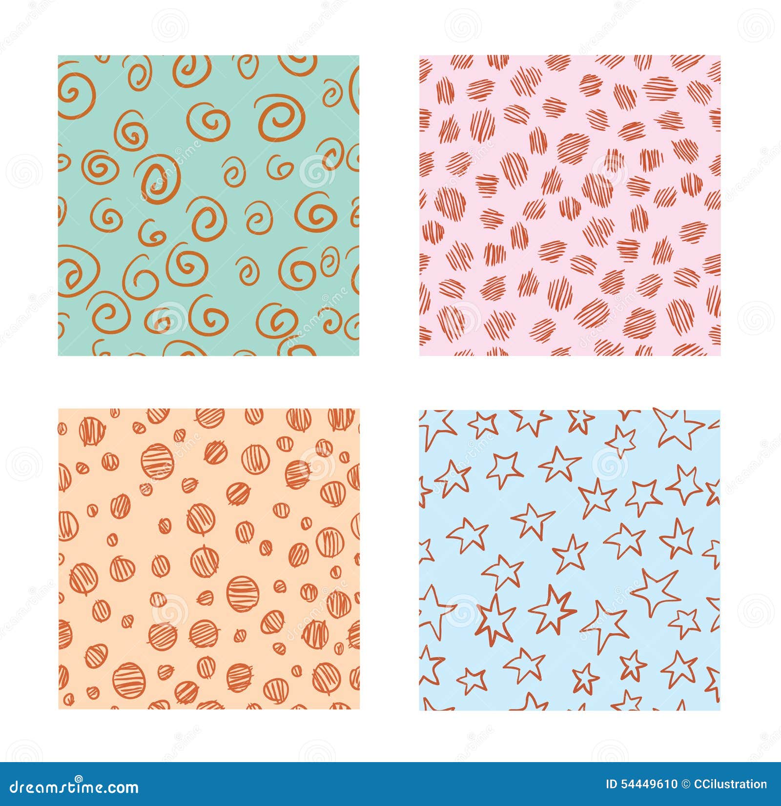 Hand-drawn Set of Seamless Patterns Textures Abstract Stock Vector ...