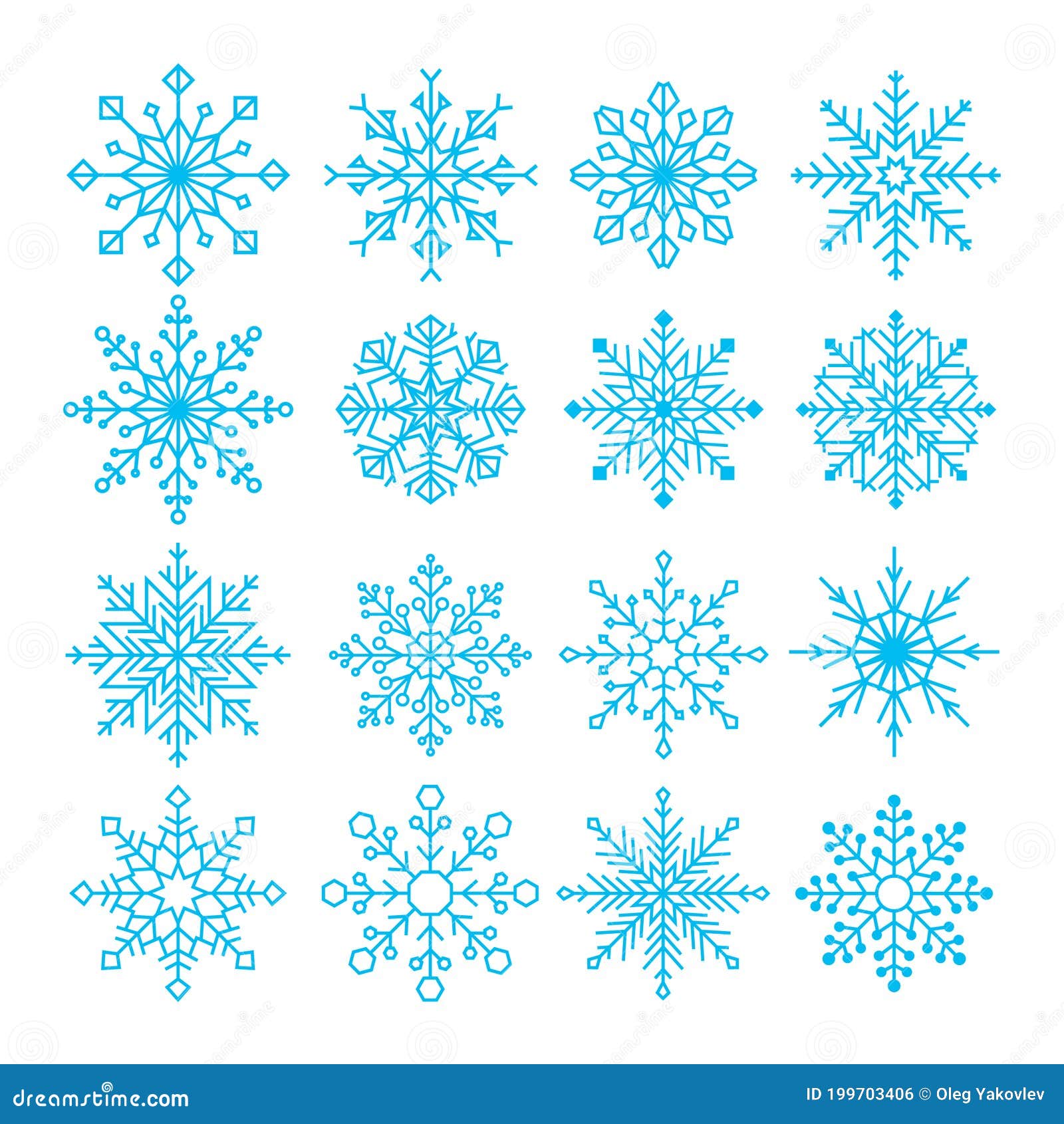 Hand Drawn Set of Snowflakes Stock Vector - Illustration of beautiful ...