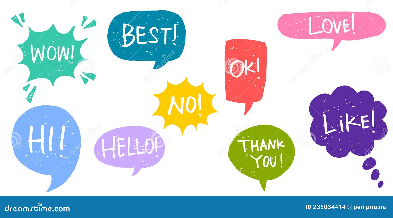 Hand Drawn Set of Speech Bubbles with Dialog Words Isolated. Vector ... Hand Drawn Set of Speech Bubbles with Dialog Words Isolated. Vector ...