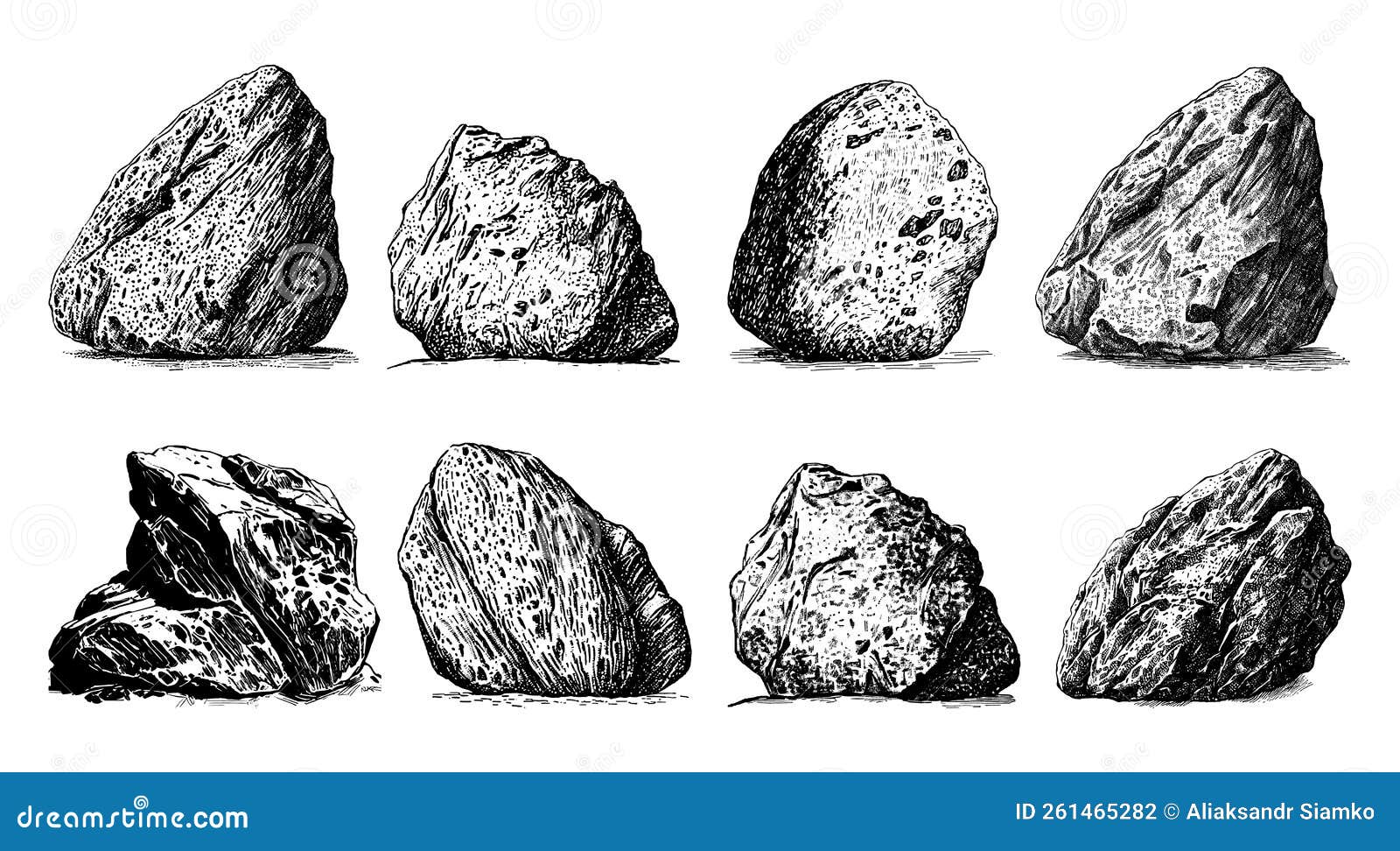 Hand drawn set of stones stock vector. Illustration of rugged - 261465282