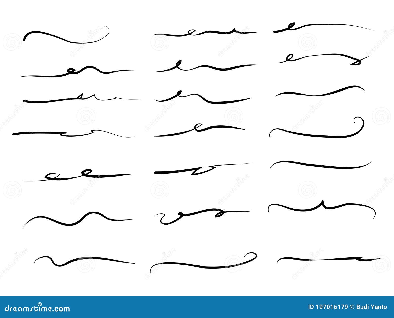 Hand Drawn Set Of Underline, Curly Swishes Cartoon Vector ...