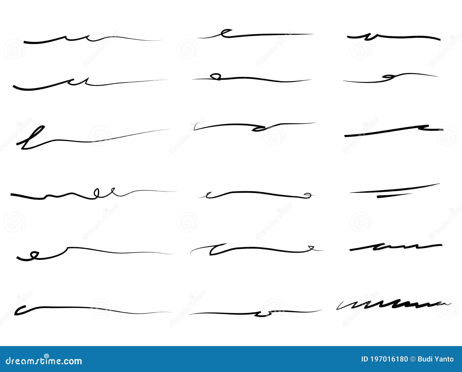 Hand Drawn Set of Underline, Curly Swishes Stock Vector - Illustration ...