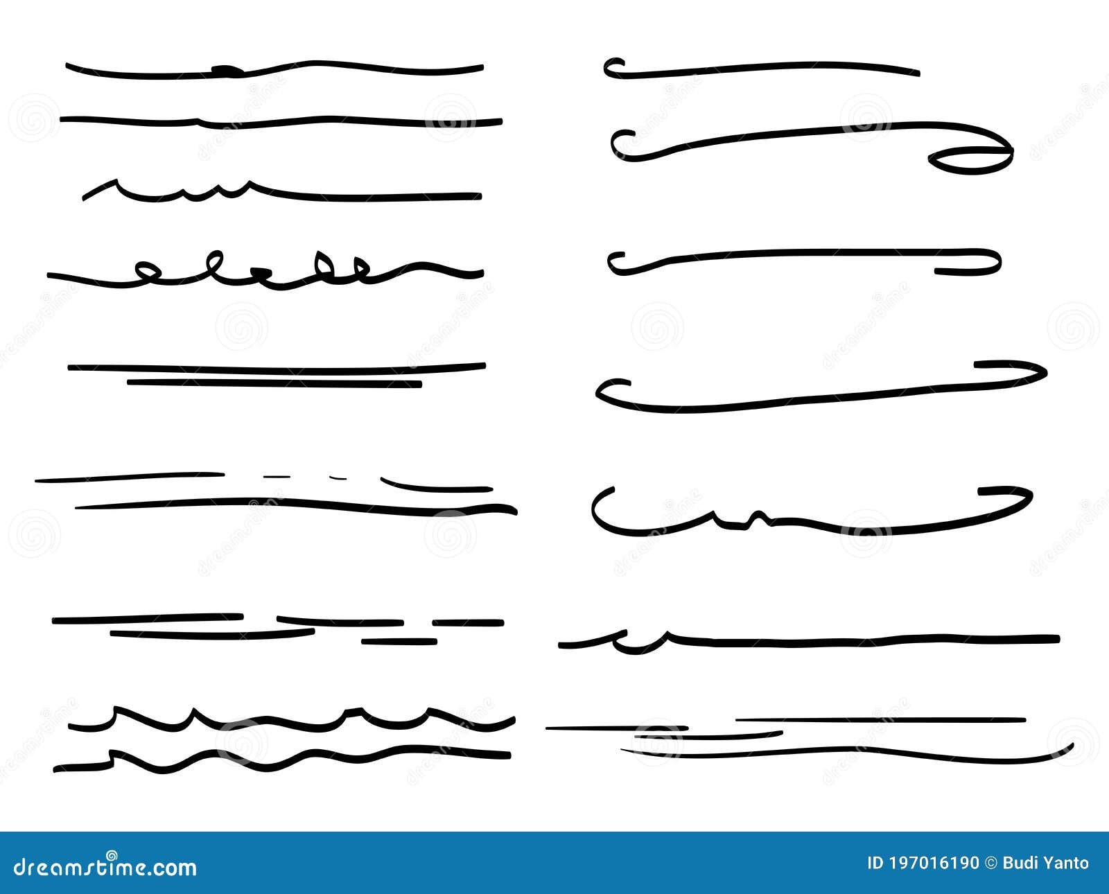 Hand Drawn Set of Underline, Curly Swishes Stock Vector - Illustration ...