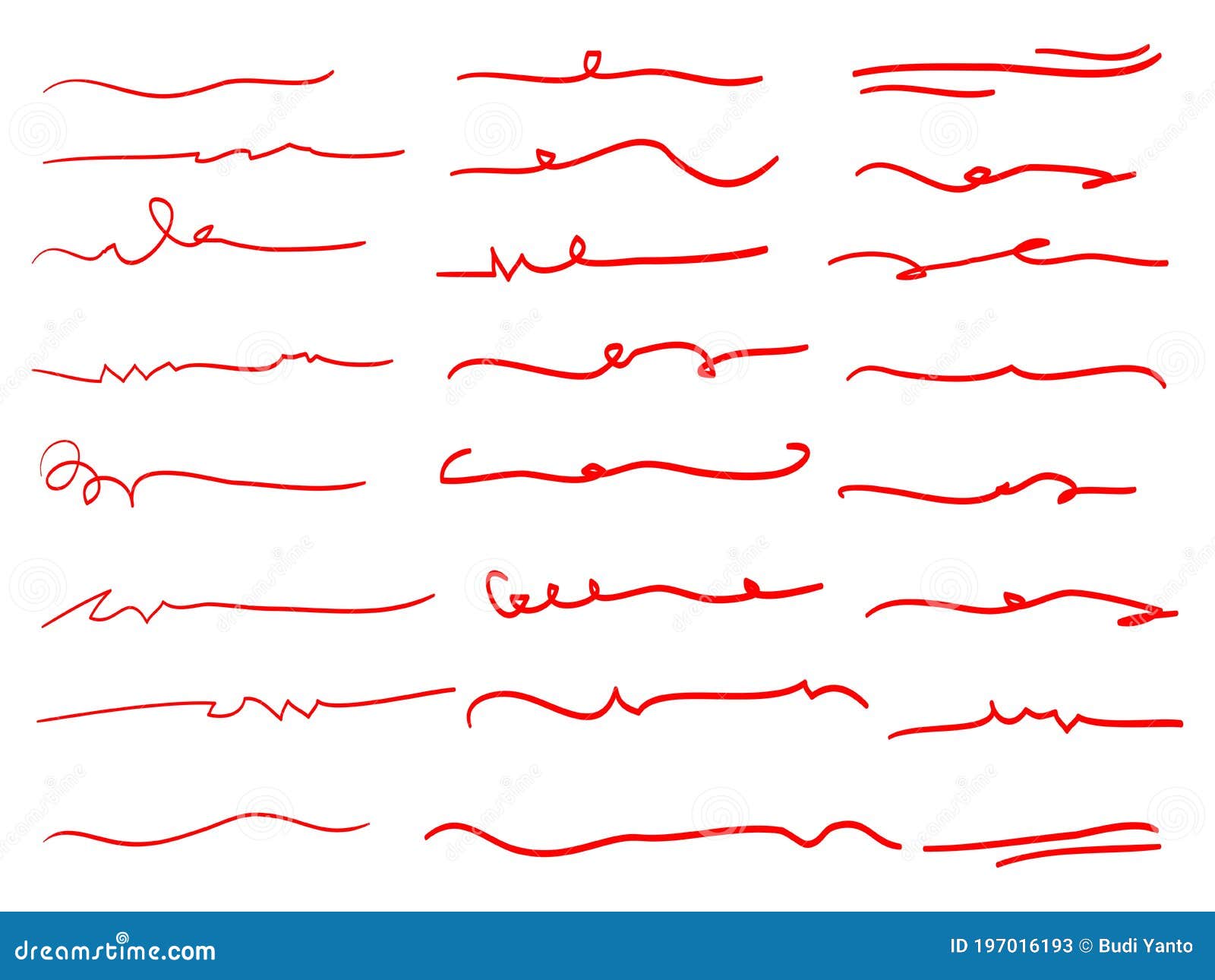 Hand Drawn Set Of Underline, Curly Swishes Cartoon Vector ...