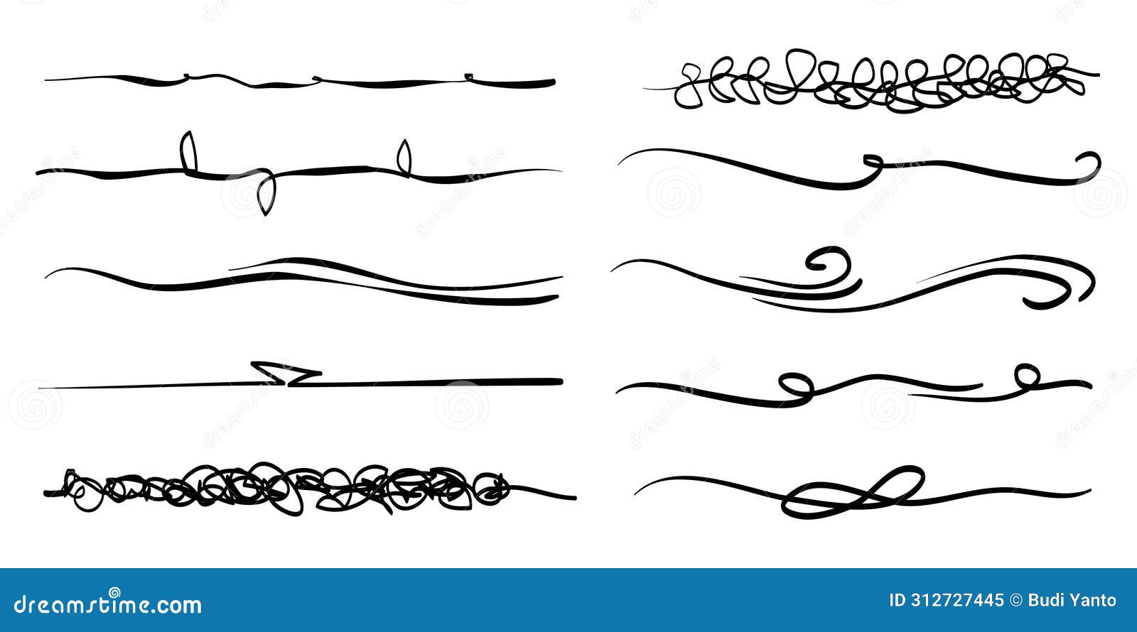 Hand Drawn Set of Underline, Curly Swishes, Swashes, Swoops. Swirl ...