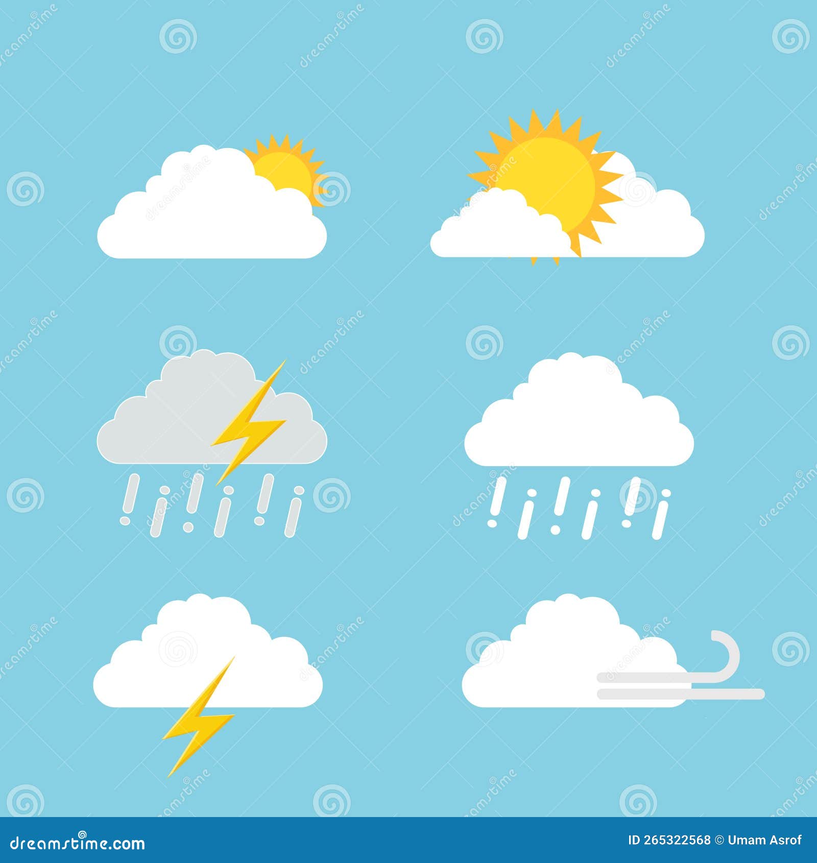 Hand Drawn Set of Weather Cloud Effects Collection Stock Vector ...