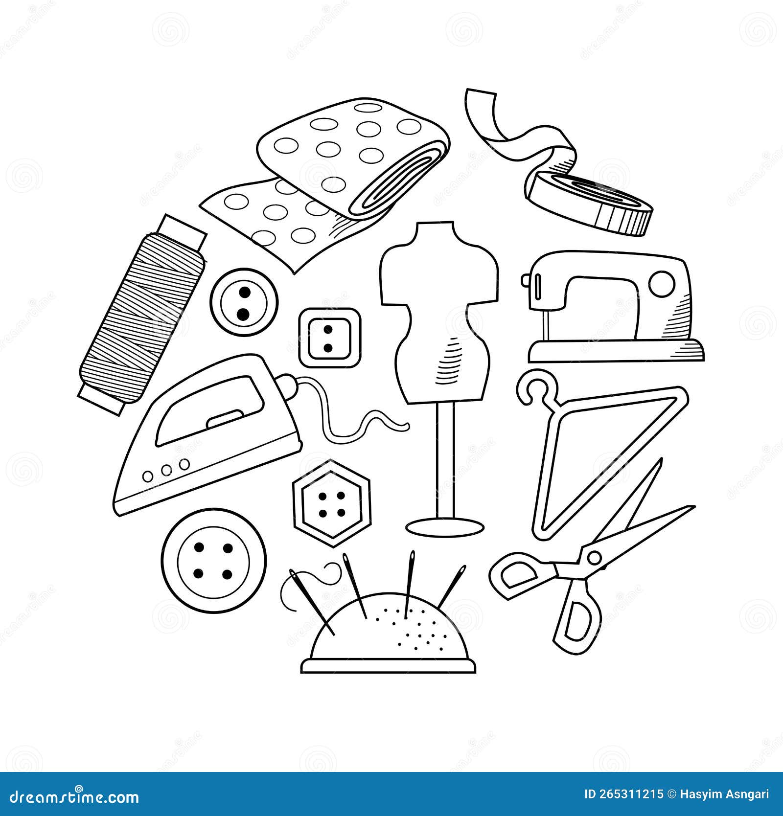 Hand Drawn Sewing Elements Vector Illustration Stock Vector - Illustration of book, icon: 265311215