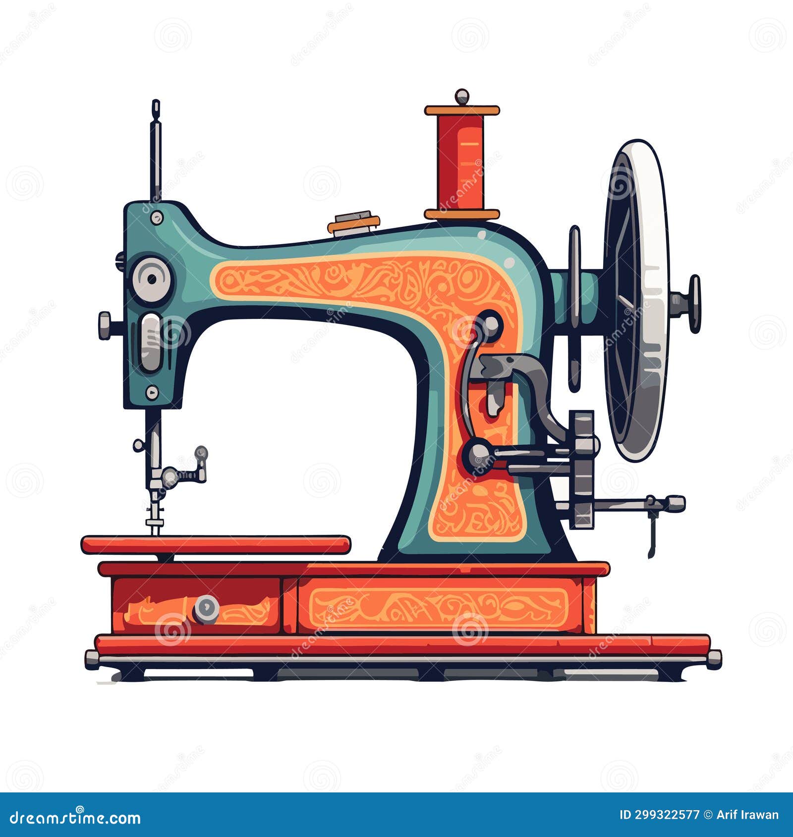 Hand Drawn Sewing Machine Illustration Design Stock Vector ...