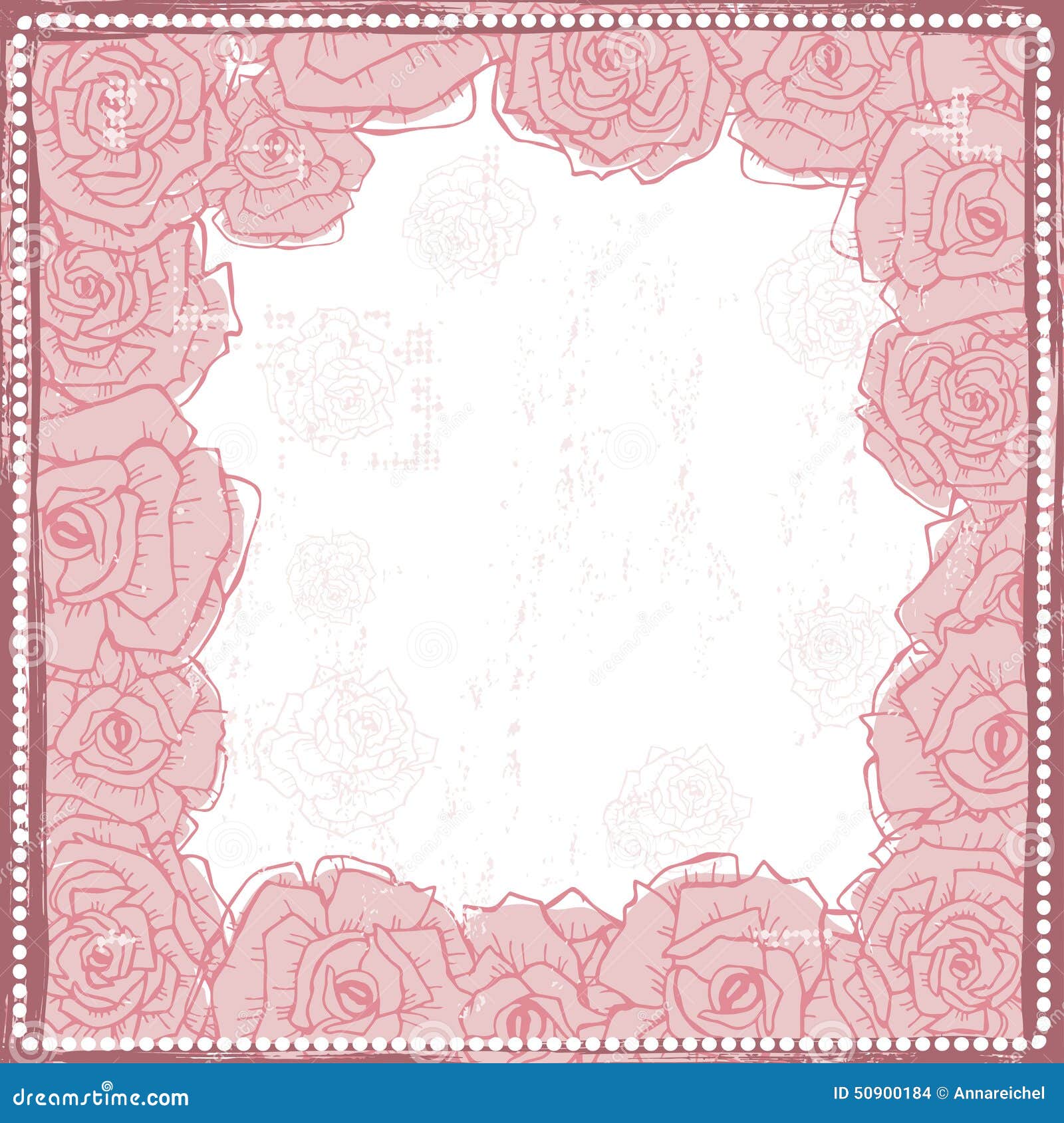 Hand Drawn Shabby Vintage Roses Frame in Pink Stock Vector ...