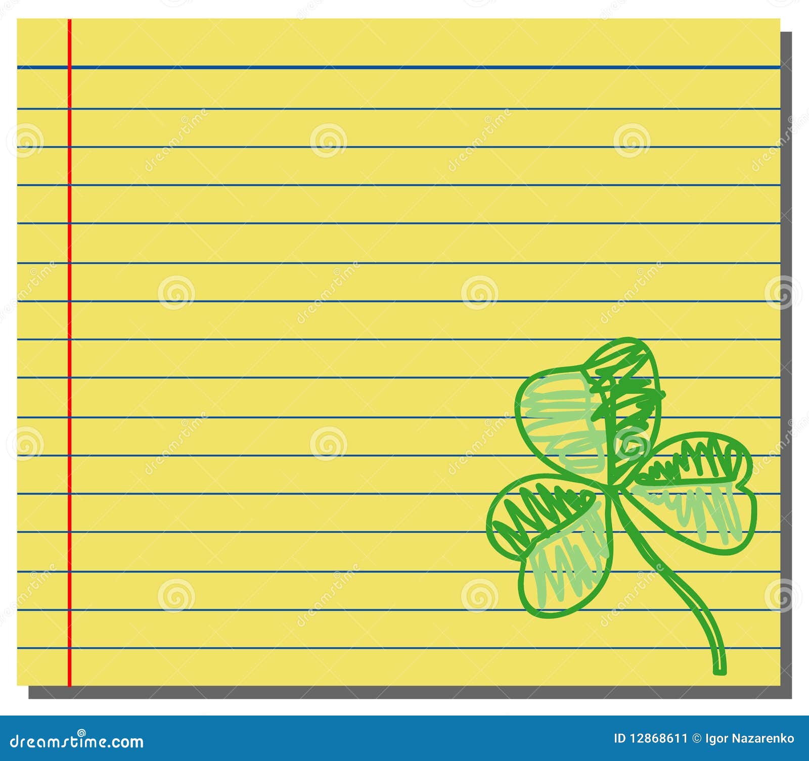 Hand Drawn Shamrock on Yellow Note Paper Stock Vector - Illustration of ...