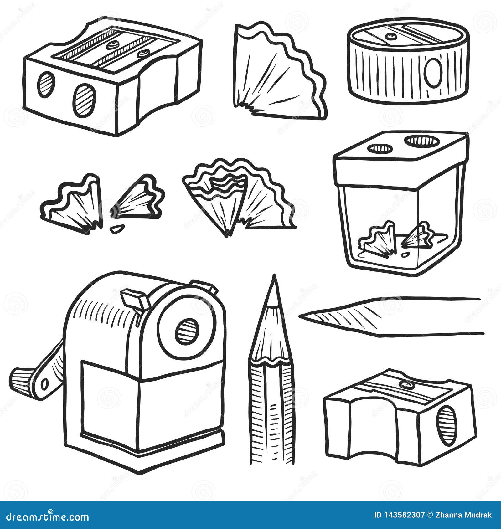 Hand Drawn Sharpener Icon Set. Doodle Set of Sharpener Vector Icons for ...