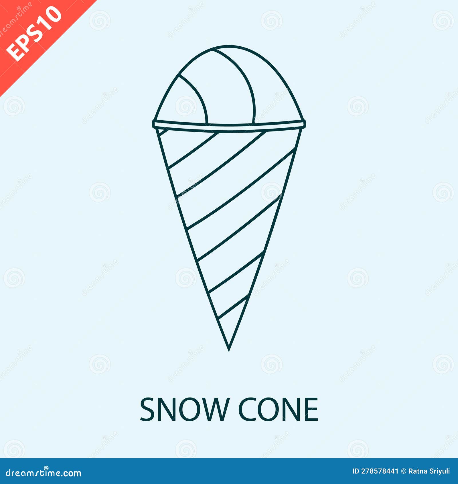 Hand Drawn Shaved Ice on Cones Vector Illustration Stock Vector ...