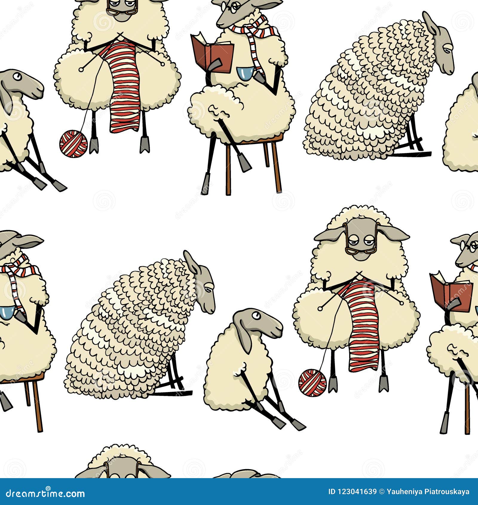 Hand drawn sheep pattern stock vector. Illustration of invitation ...