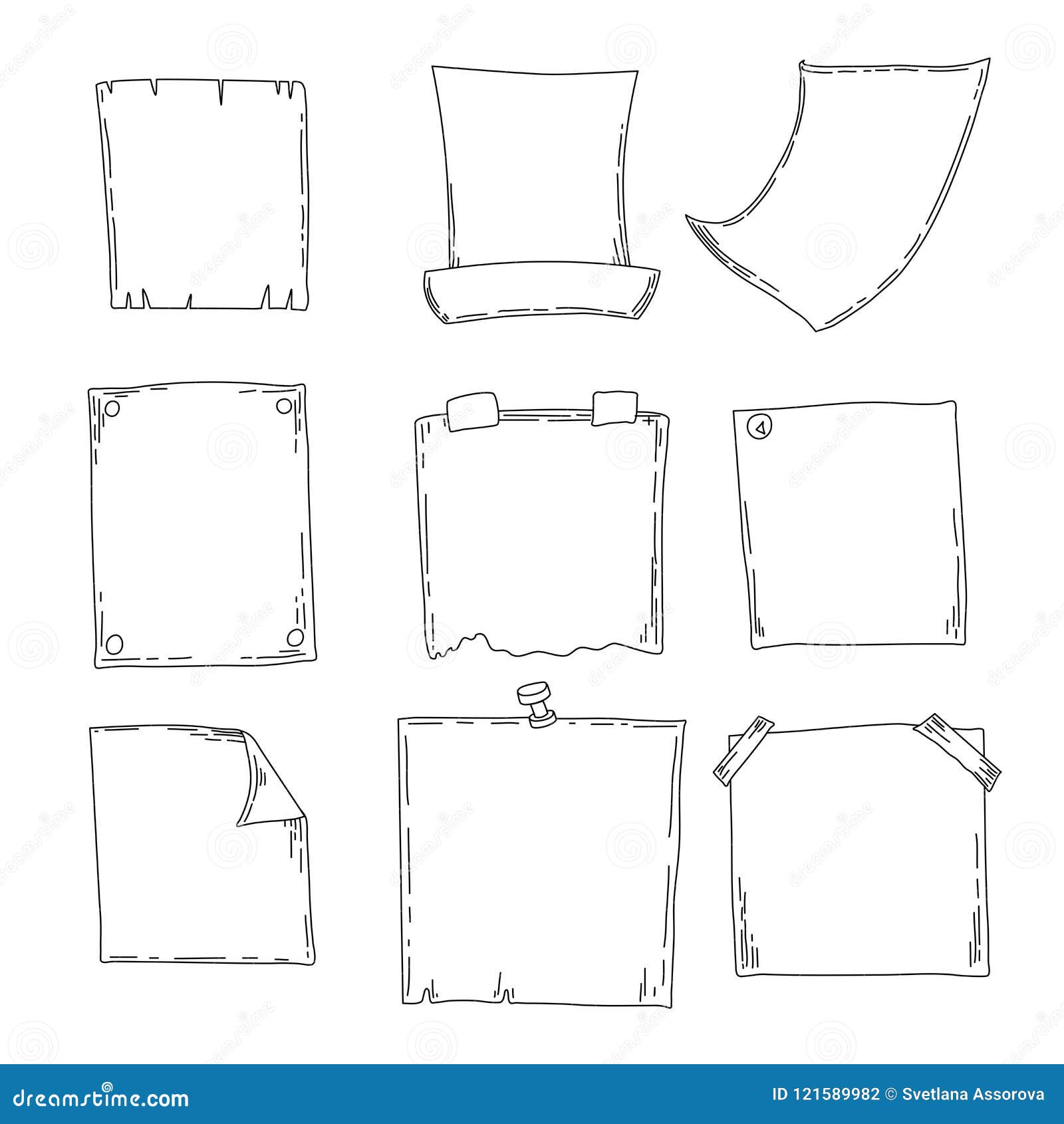 Hand Drawn Sheets of Paper. Cartoon Vector Square Borders. Pencil ...