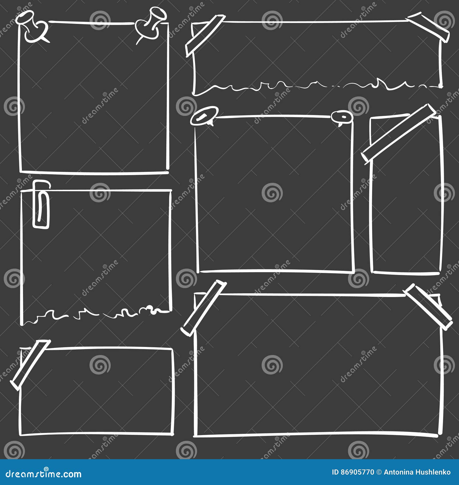 Hand Drawn Sheets Of Paper. Cartoon Vector Square And Round Borders ...