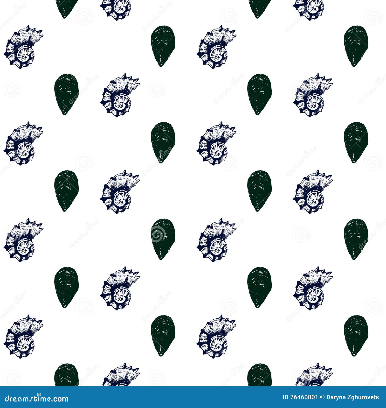 Hand drawn shells pattern stock vector. Illustration of seamless - 76460801