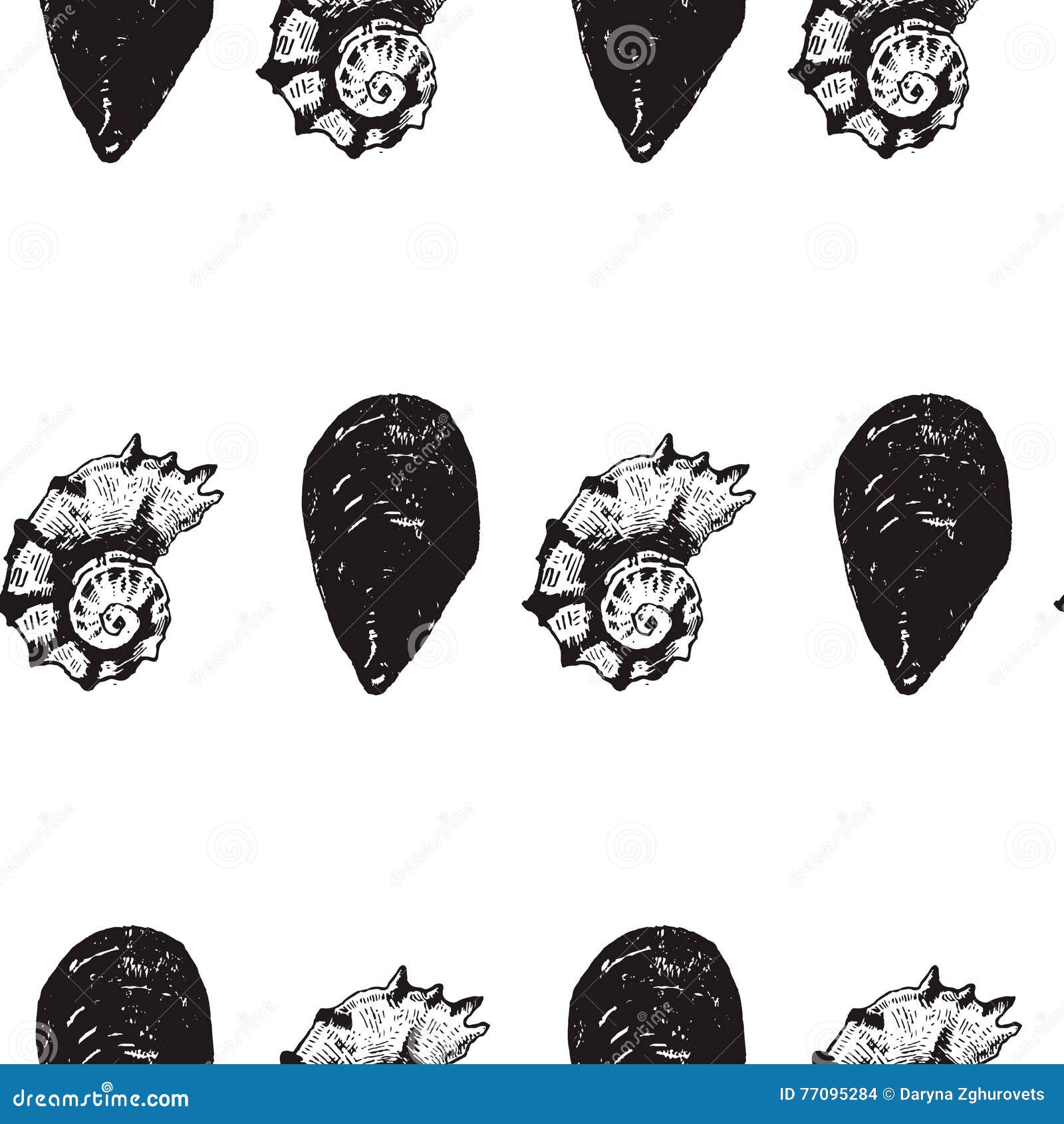 Hand drawn shells pattern stock vector. Illustration of drawn - 77095284