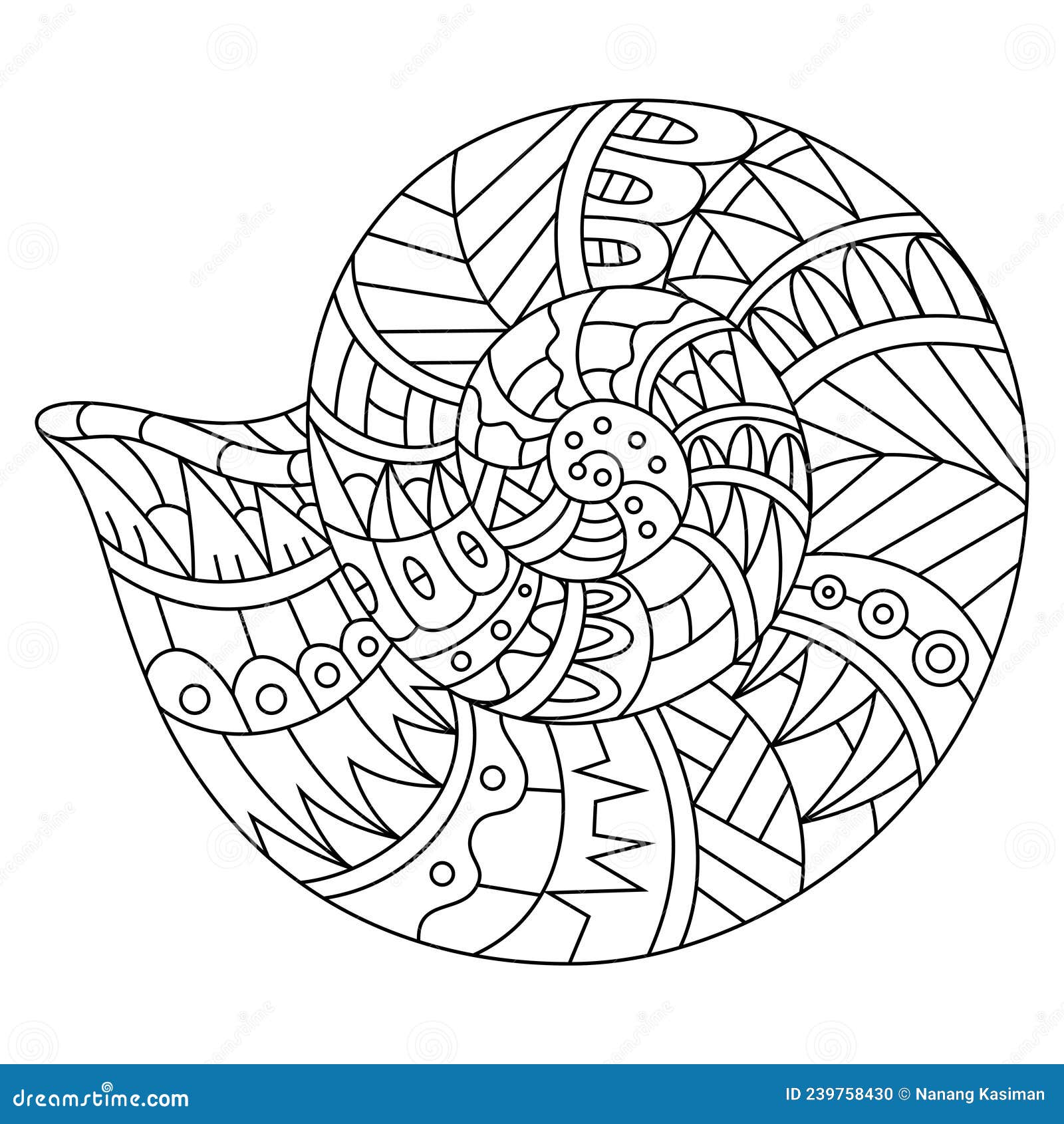Hand Drawn of Shells in Zentangle Style Stock Vector - Illustration of ...