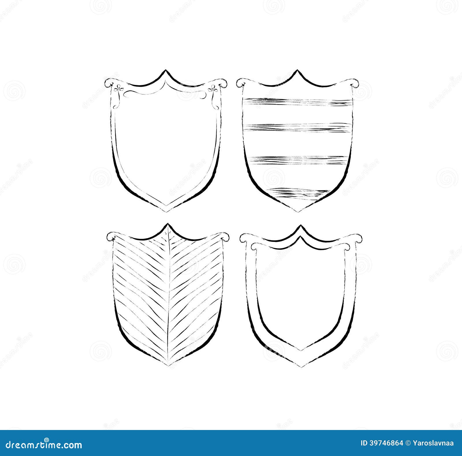 Hand Drawn Shields, Badges and Banners Stock Vector - Illustration of ...