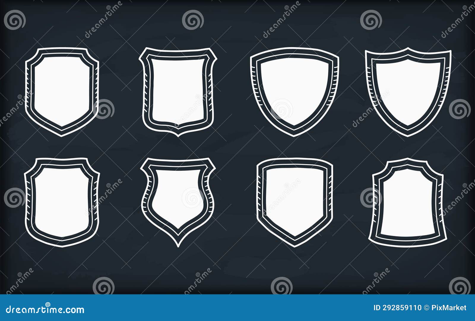 Hand Drawn Shields stock vector. Illustration of security - 292859110