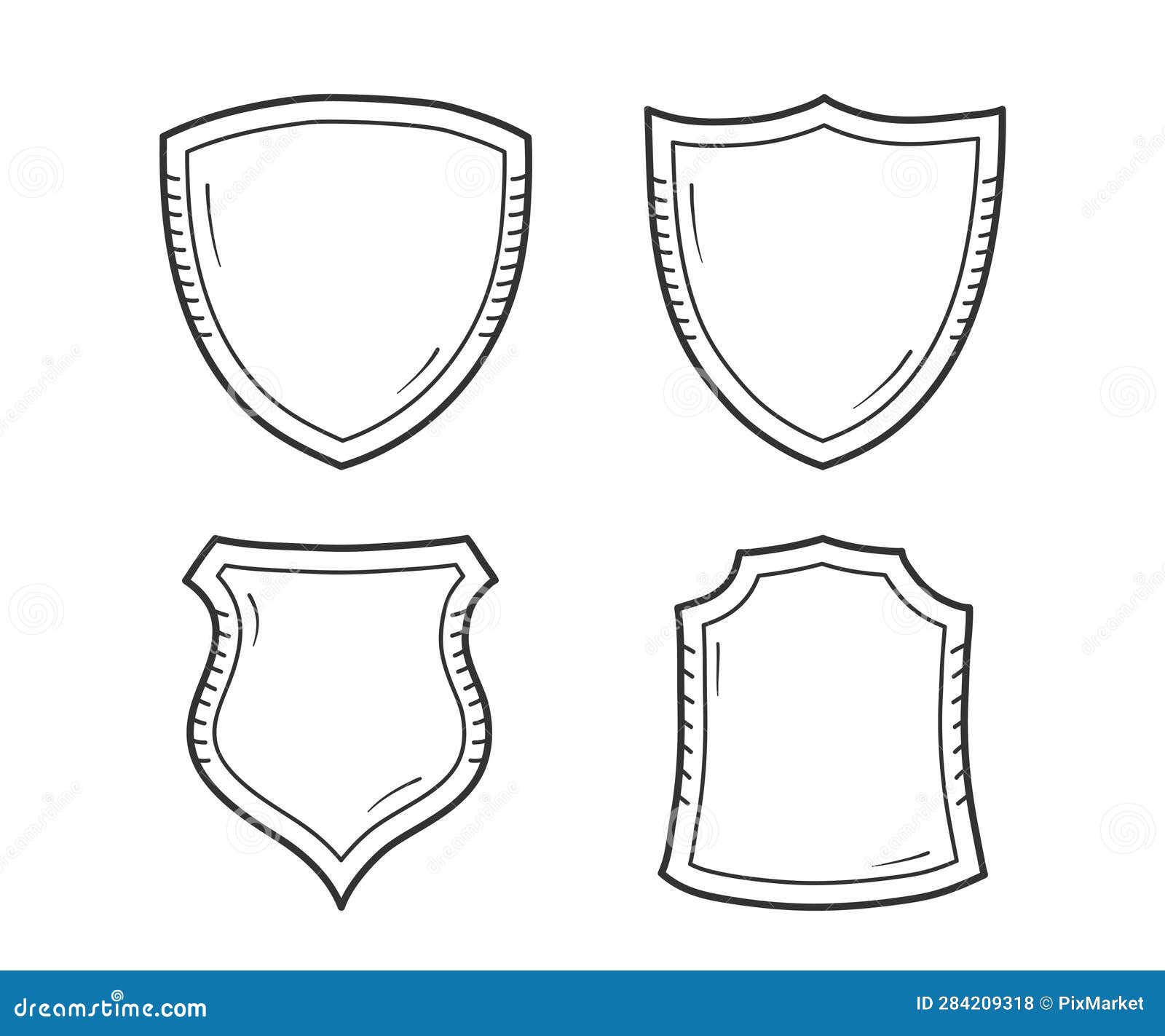 Hand Drawn Shields stock vector. Illustration of handdrawn - 284209318