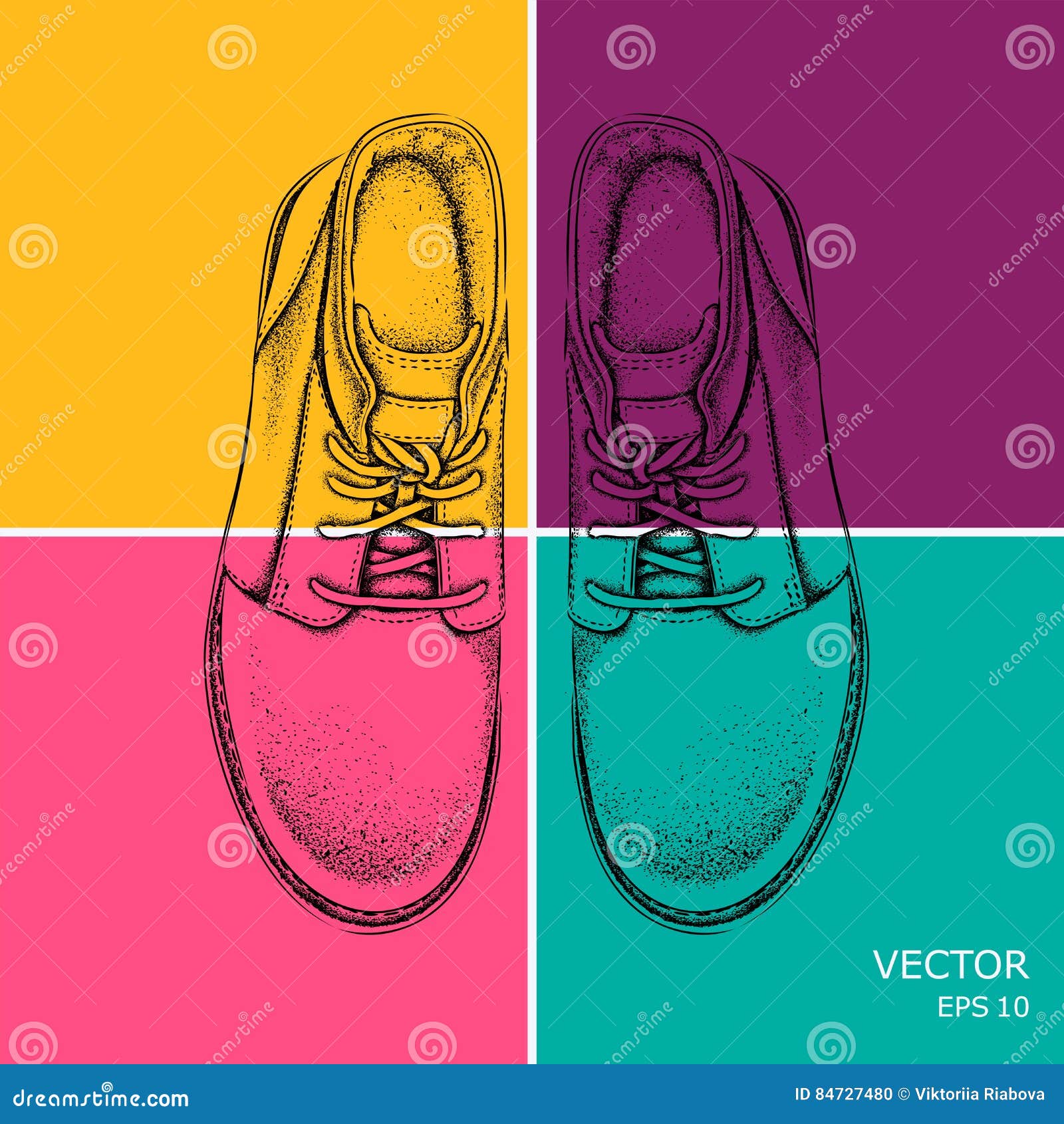 Hand Drawn Shoe. Pop Art Style Vector Illustration. Stock Vector ...
