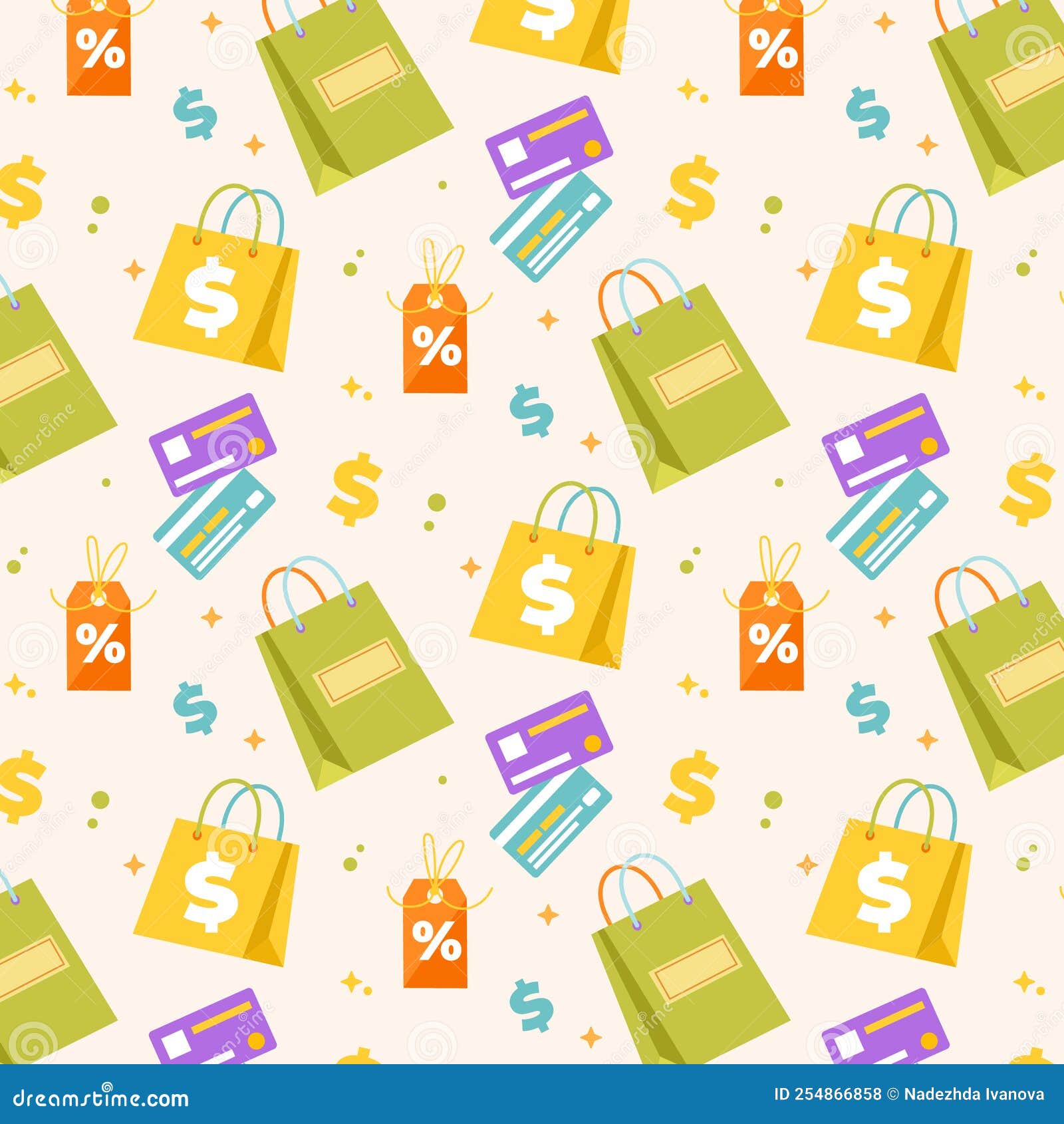 Hand Drawn Shopping Pattern Design Vector Illustration Stock Vector ...